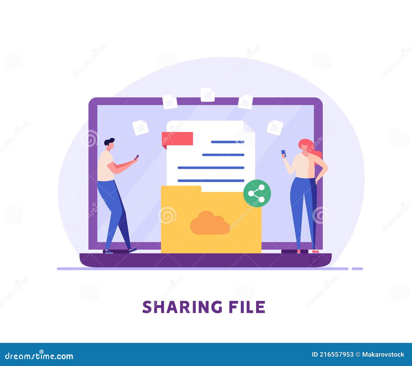 People Send Files for Business. Concept of Sharing File, Data Transfer ...