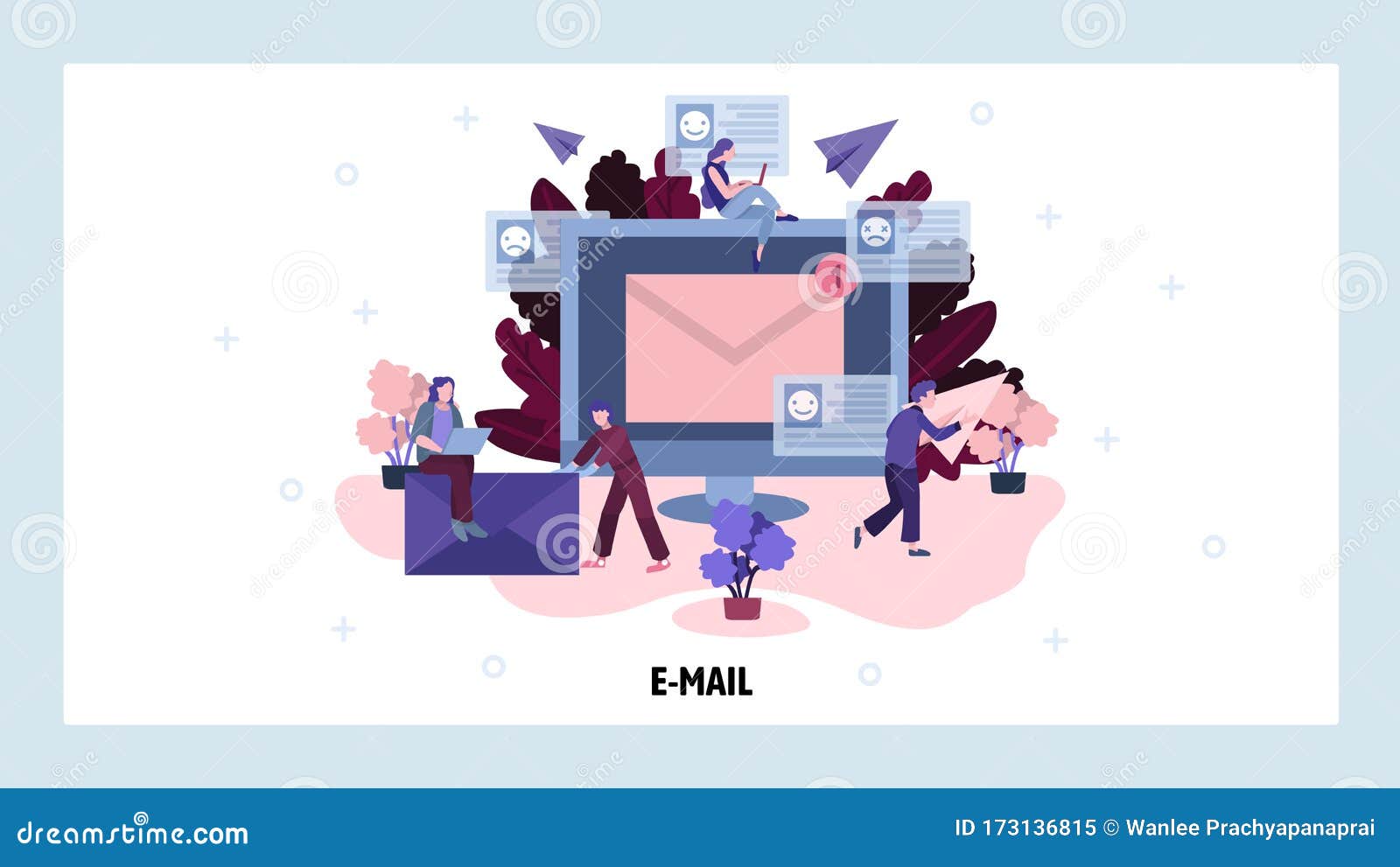 People Send and Receive Messages. Email Notification. Social Network ...