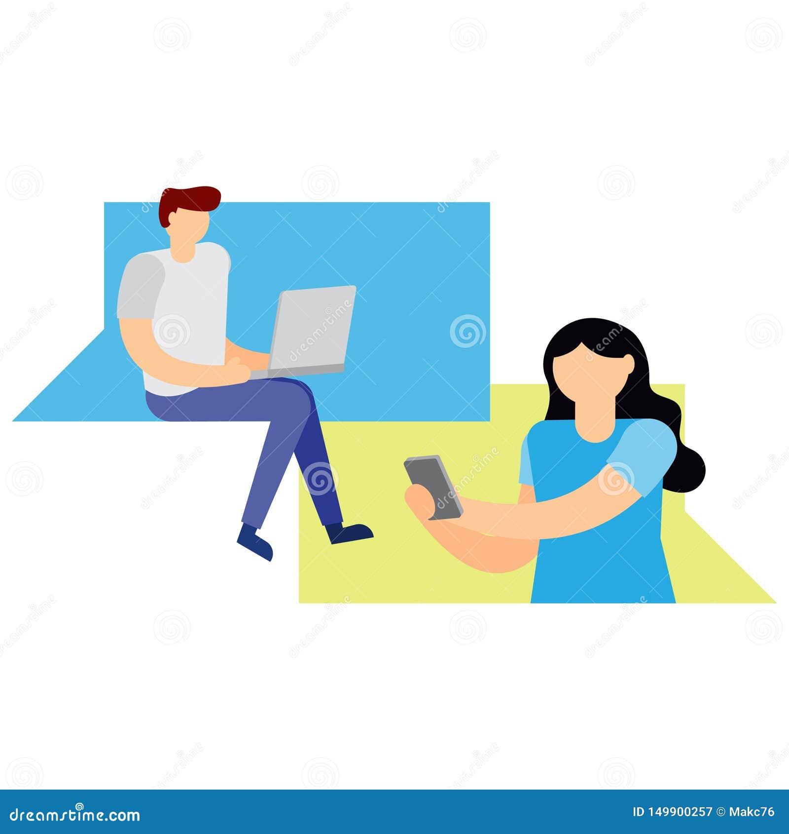 People Sending Messages To Each Other Via Messenger App Stock Vector ...