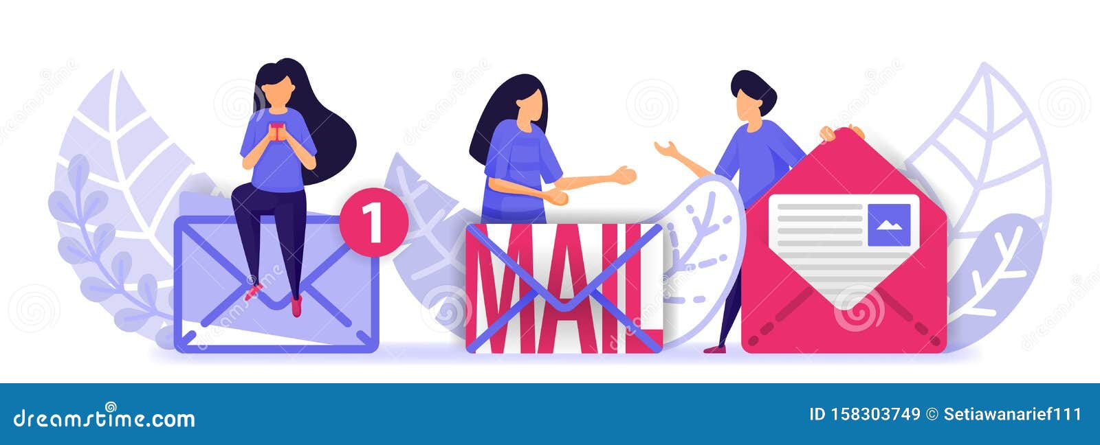 People are Sending and Receiving E-mail Message. Correspondence for ...