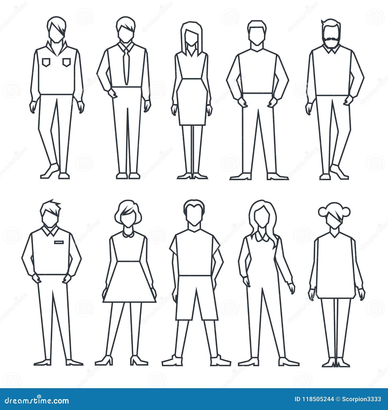 People set. linear stock illustration. Illustration of isolated - 118505244