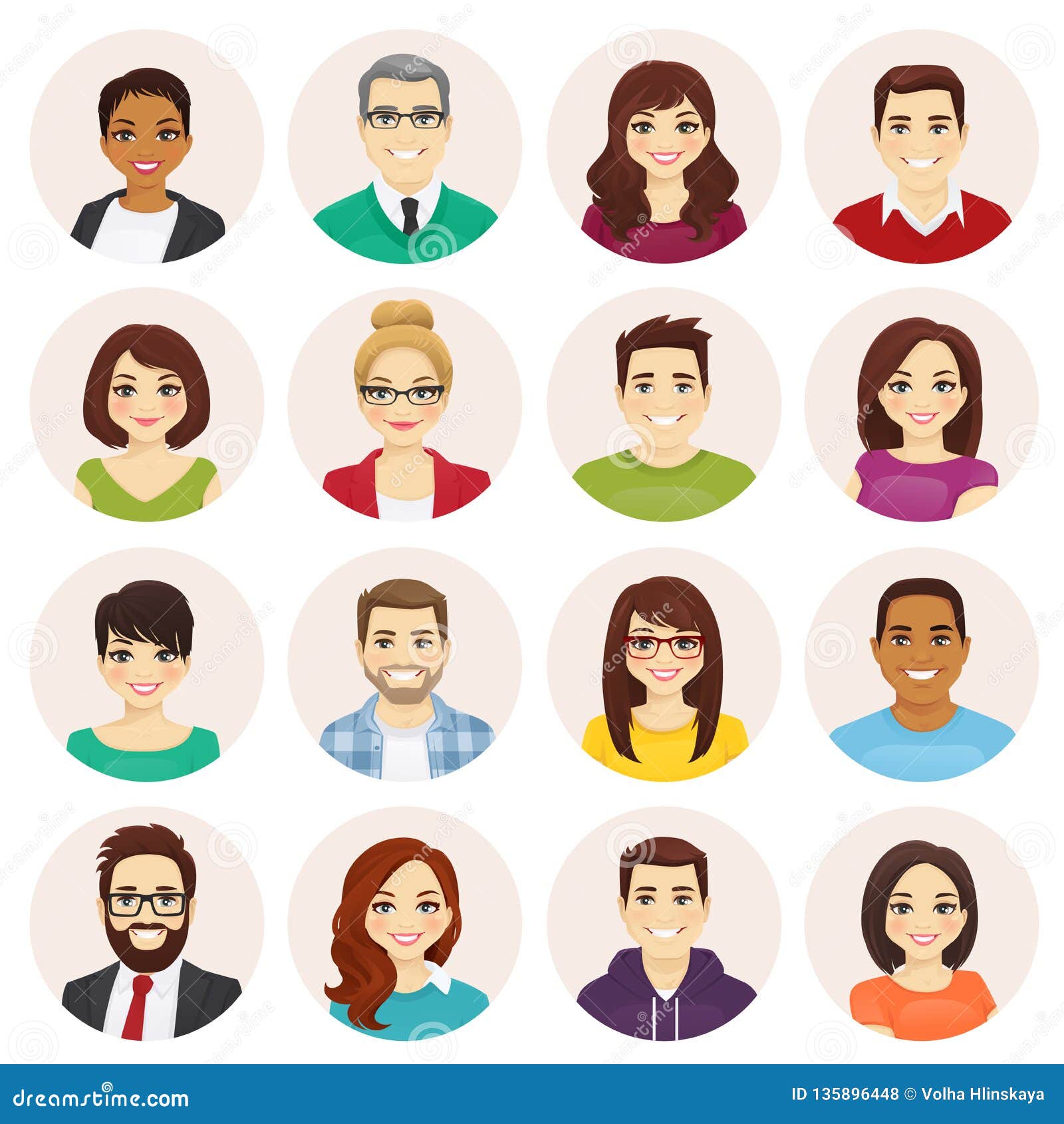 People set stock vector. Illustration of hipster, face - 135896448