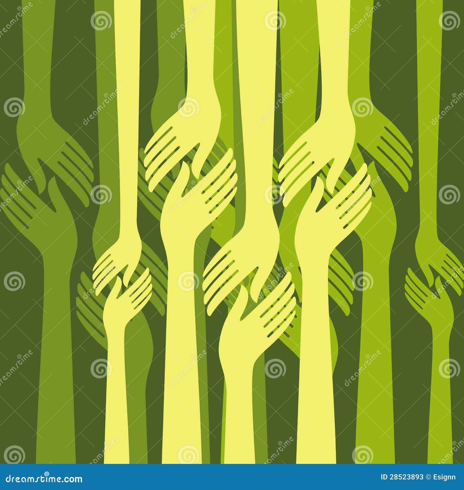 Hand United Together Form Lines, Triangles And Particle Style Design ...