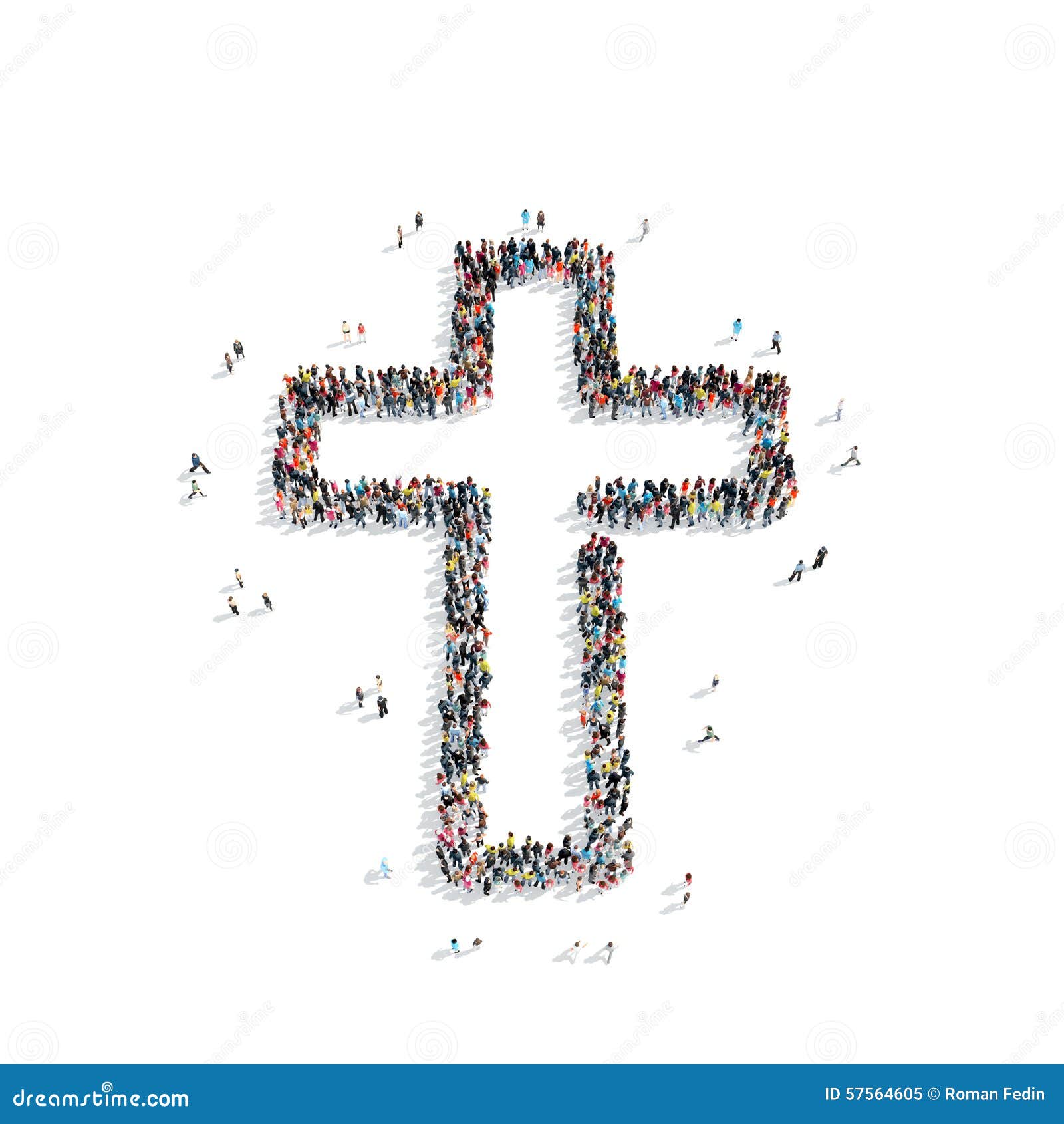 People in the Shape of a Catholic Cross, Religion Stock Illustration ...