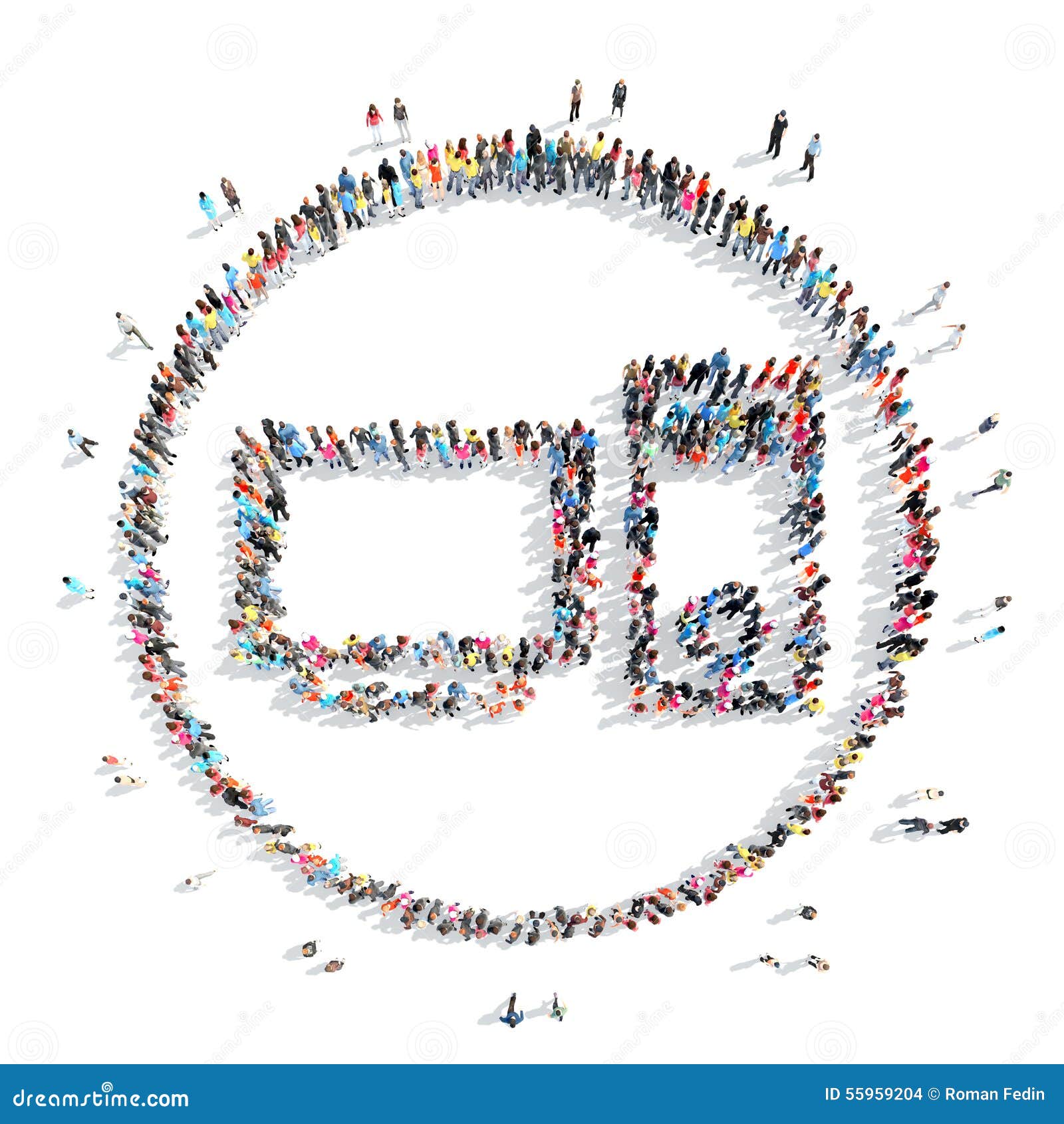 People in the Shape of a Computer. Stock Illustration - Illustration of ...