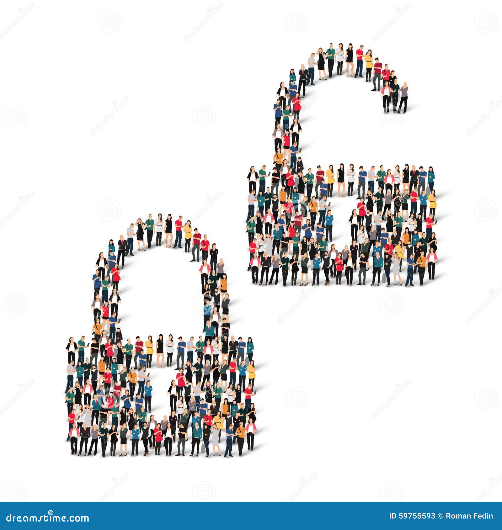 People Shape Lock Vector Group Stock Vector - Illustration of element ...