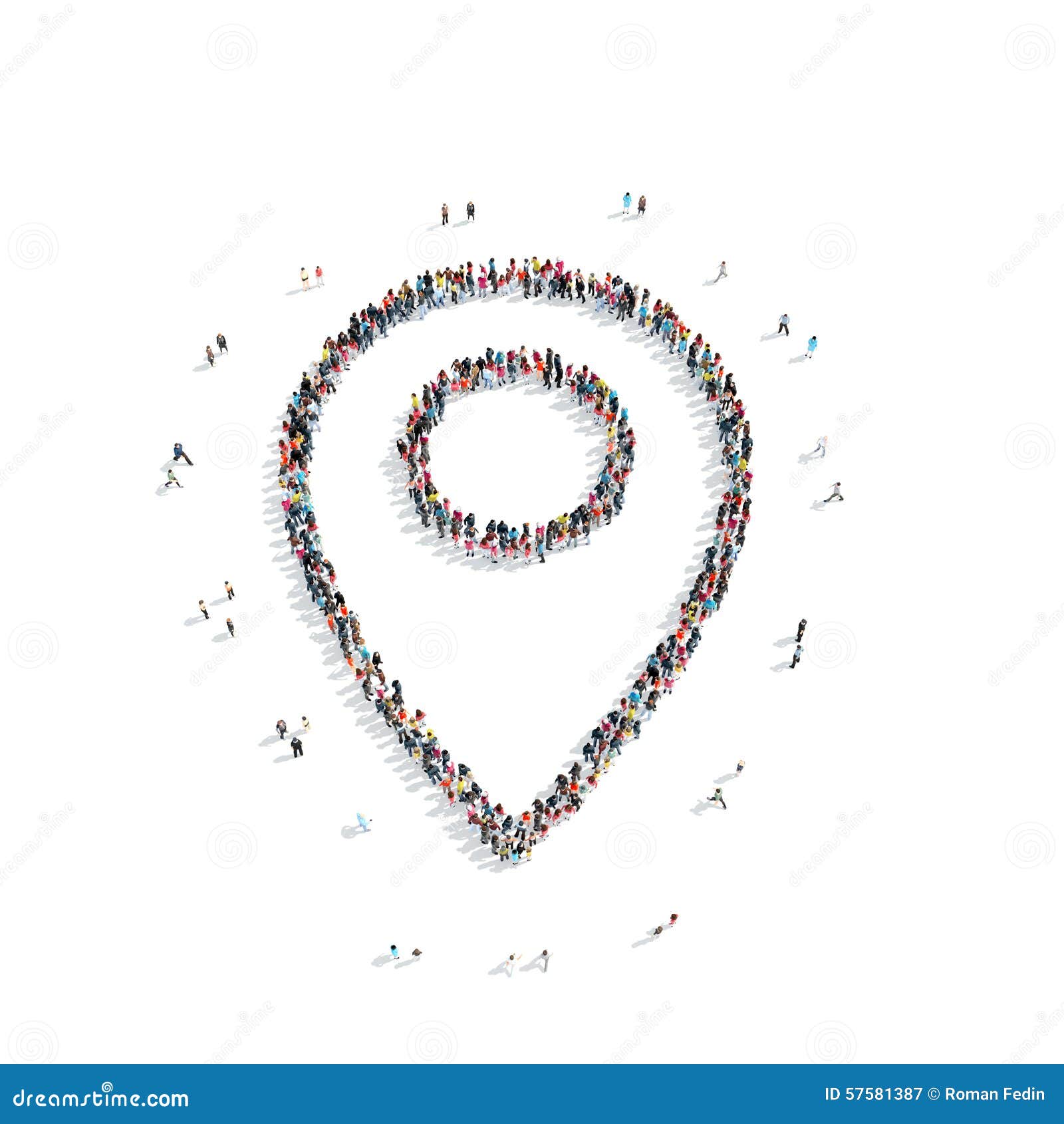 People in the Shape of a Map Pointer. Stock Illustration - Illustration ...