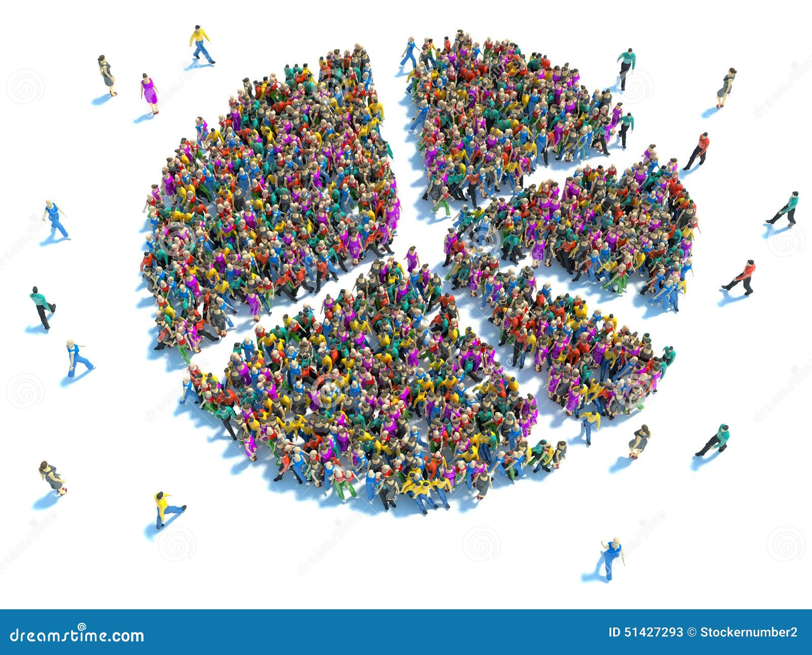 People in the Shape of a Pie Graph on a White Background Stock ...