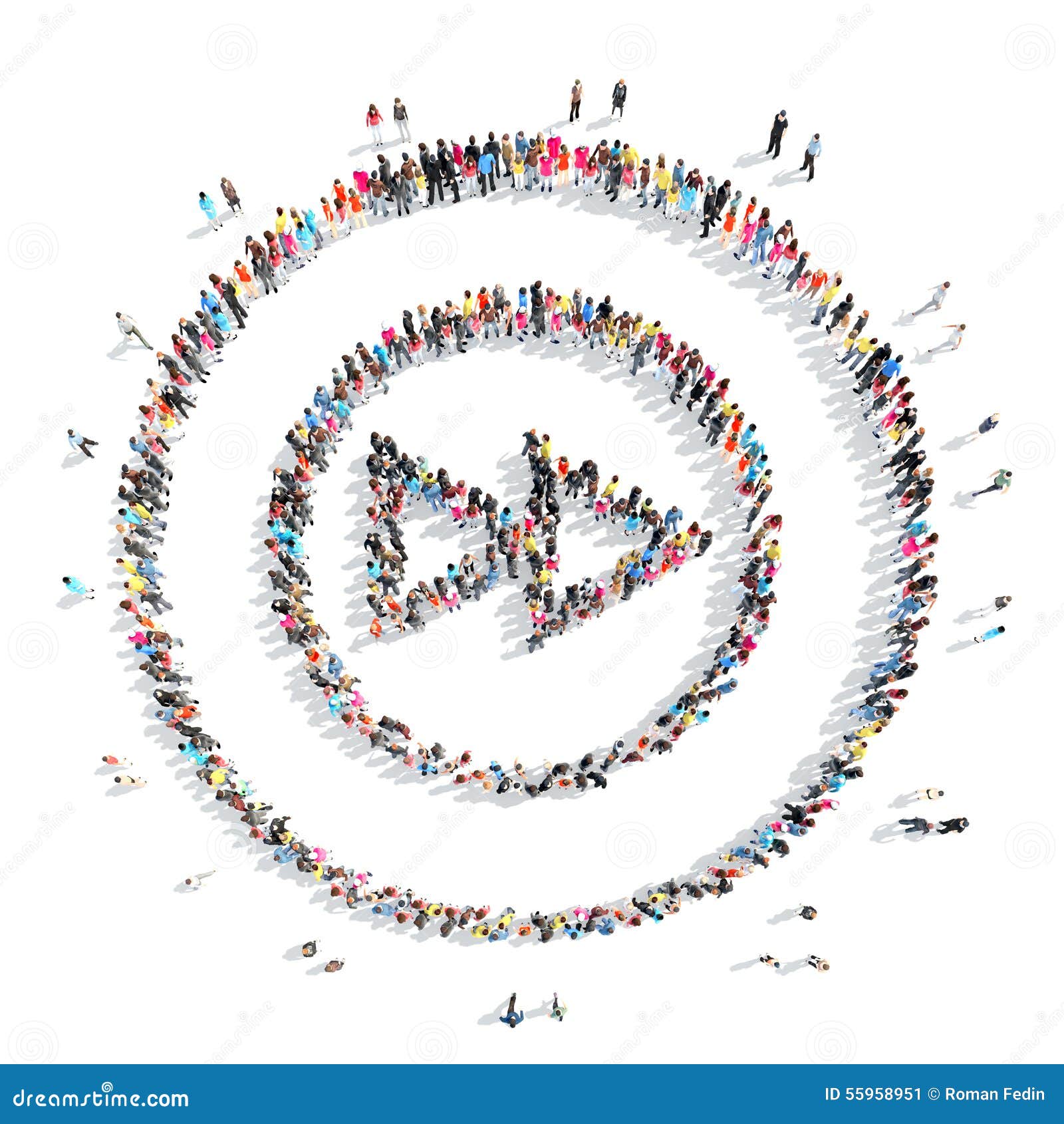 People in the Shape of Sign Rewinding. Stock Illustration ...