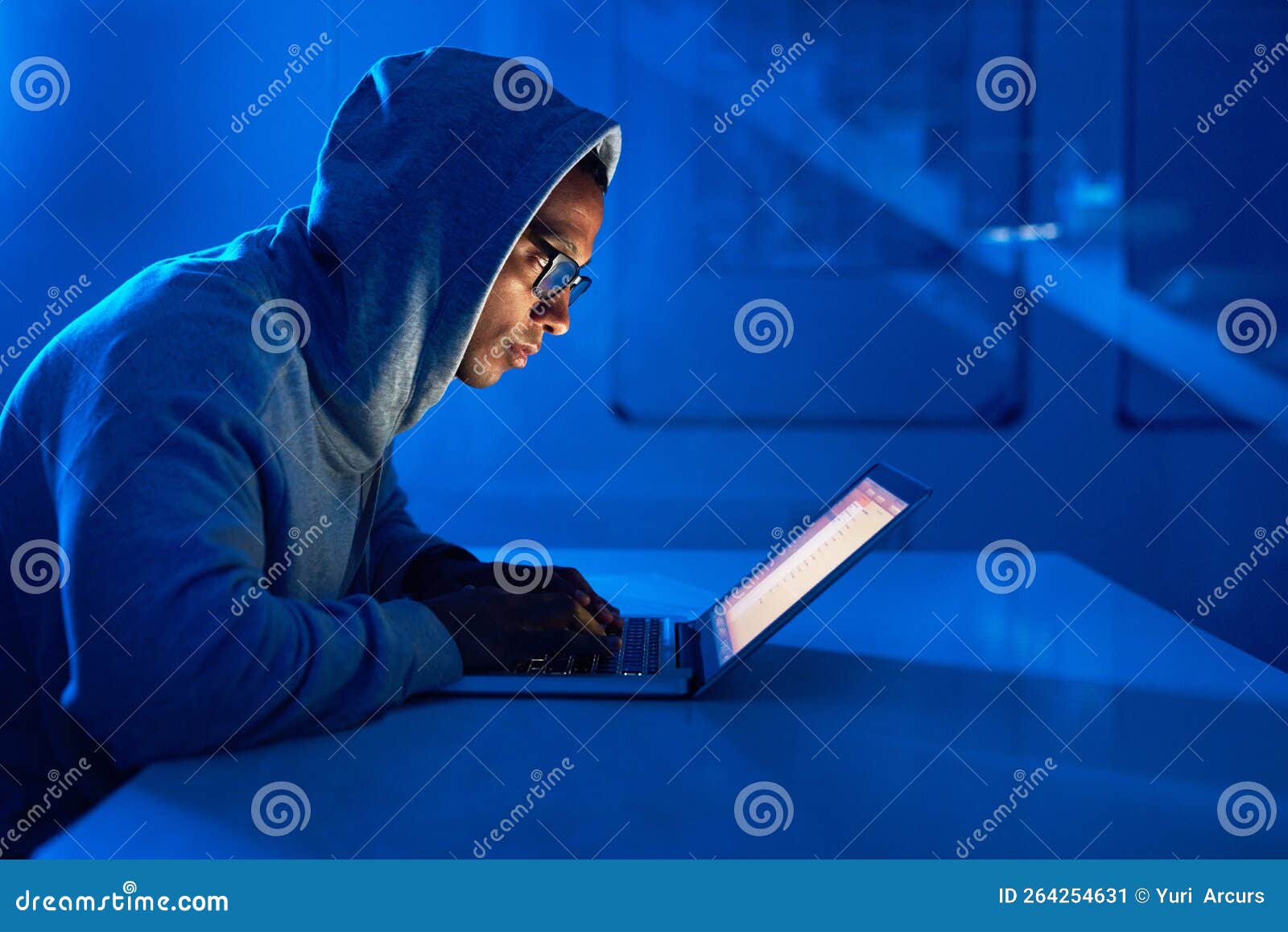 People really Share Everything Online. a Young Male Hacker Using a ...
