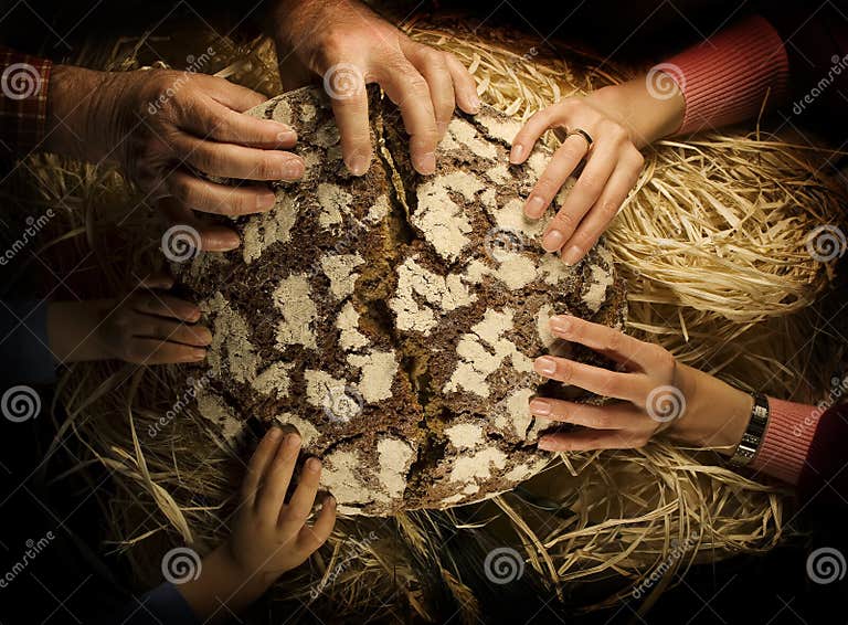 People sharing bread stock image. Image of family, community - 11023147