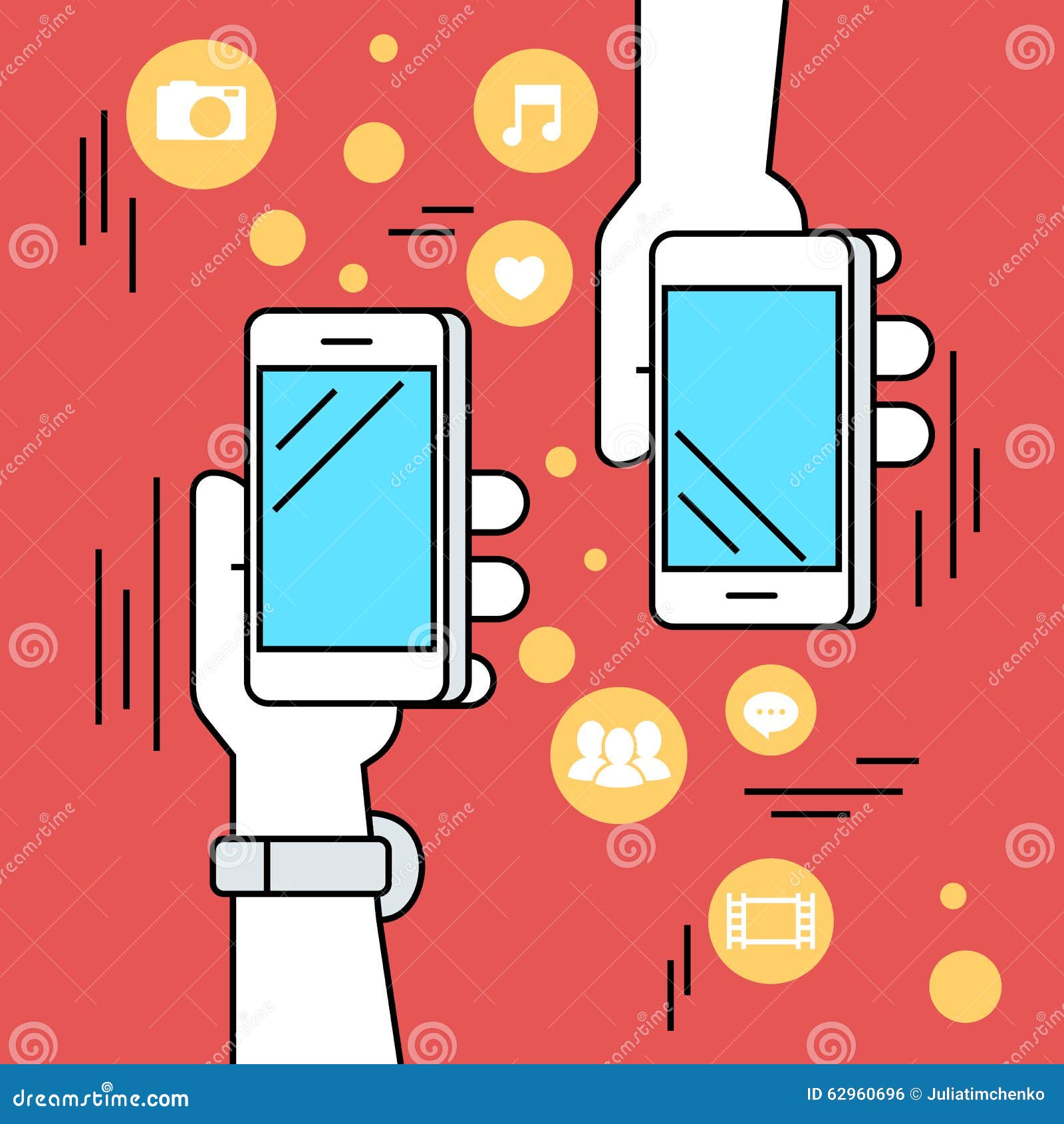 People Sharing Data and Mobile Apps Via Smartphone Stock Vector ...