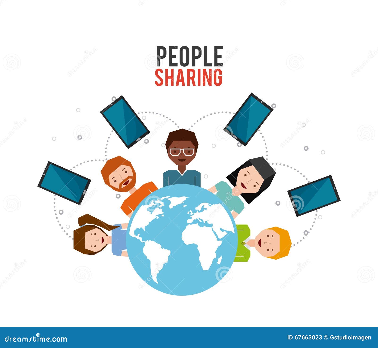 People sharing design stock illustration. Illustration of background ...