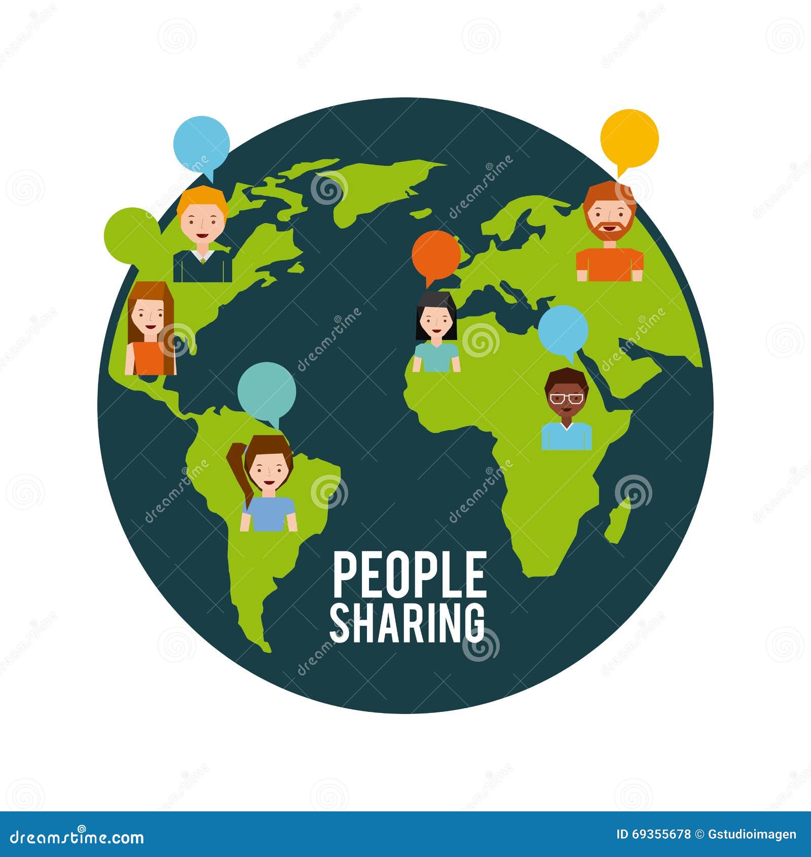 People sharing design stock illustration. Illustration of network ...