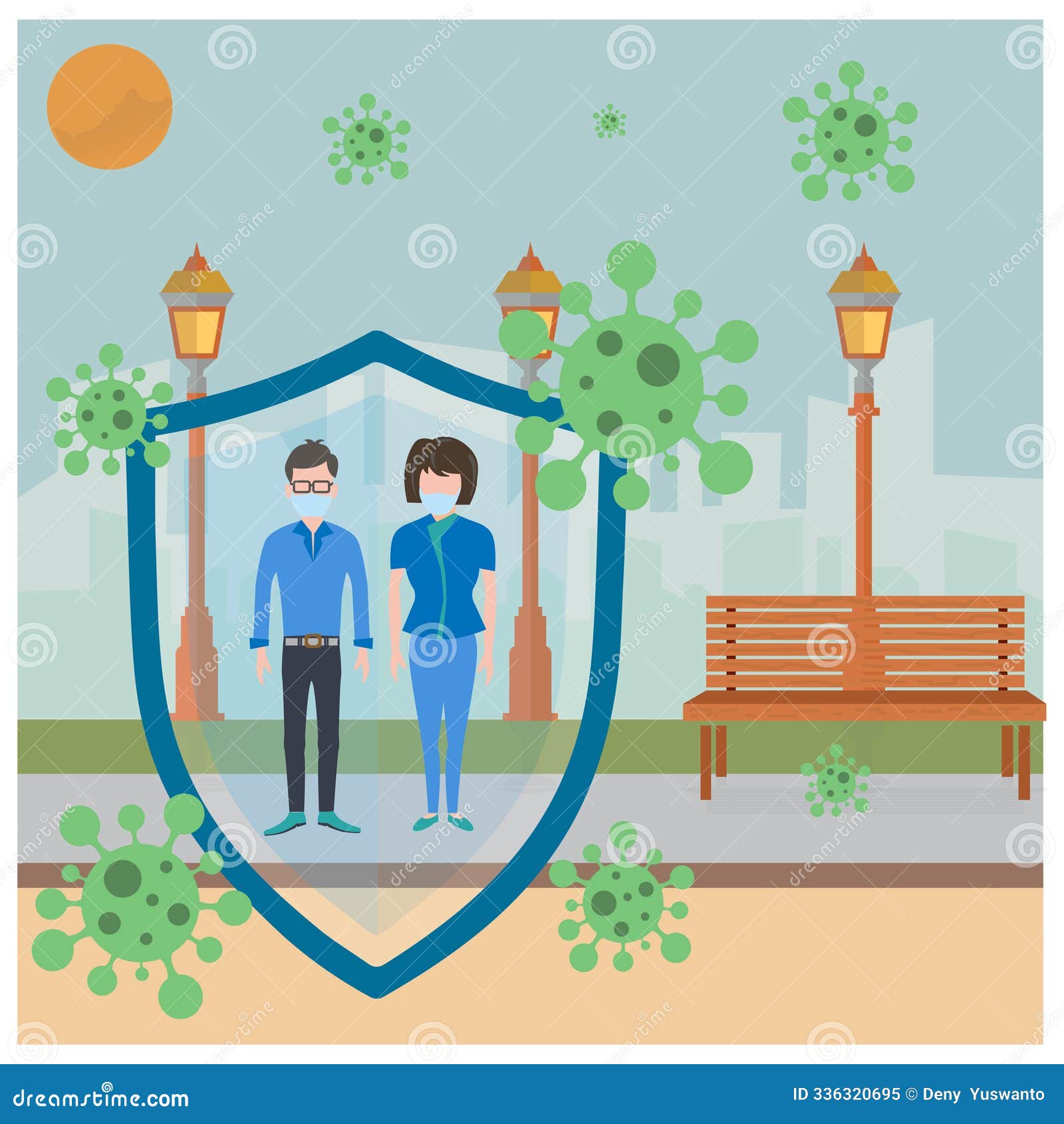 People with Shield Protection from Virus Illustration Vector Stock ...