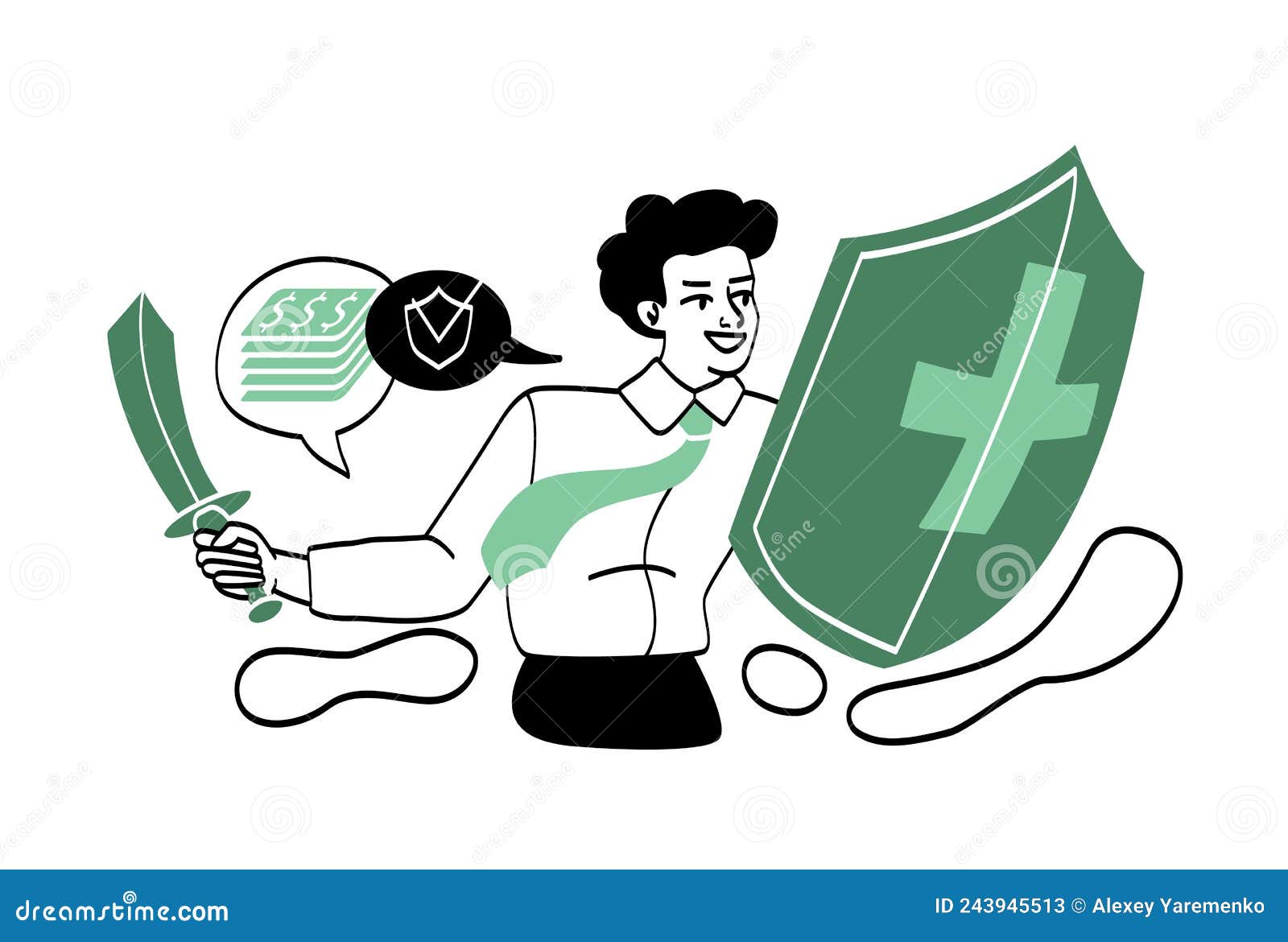 People with Shields Protecting Stock Illustration - Illustration of ...