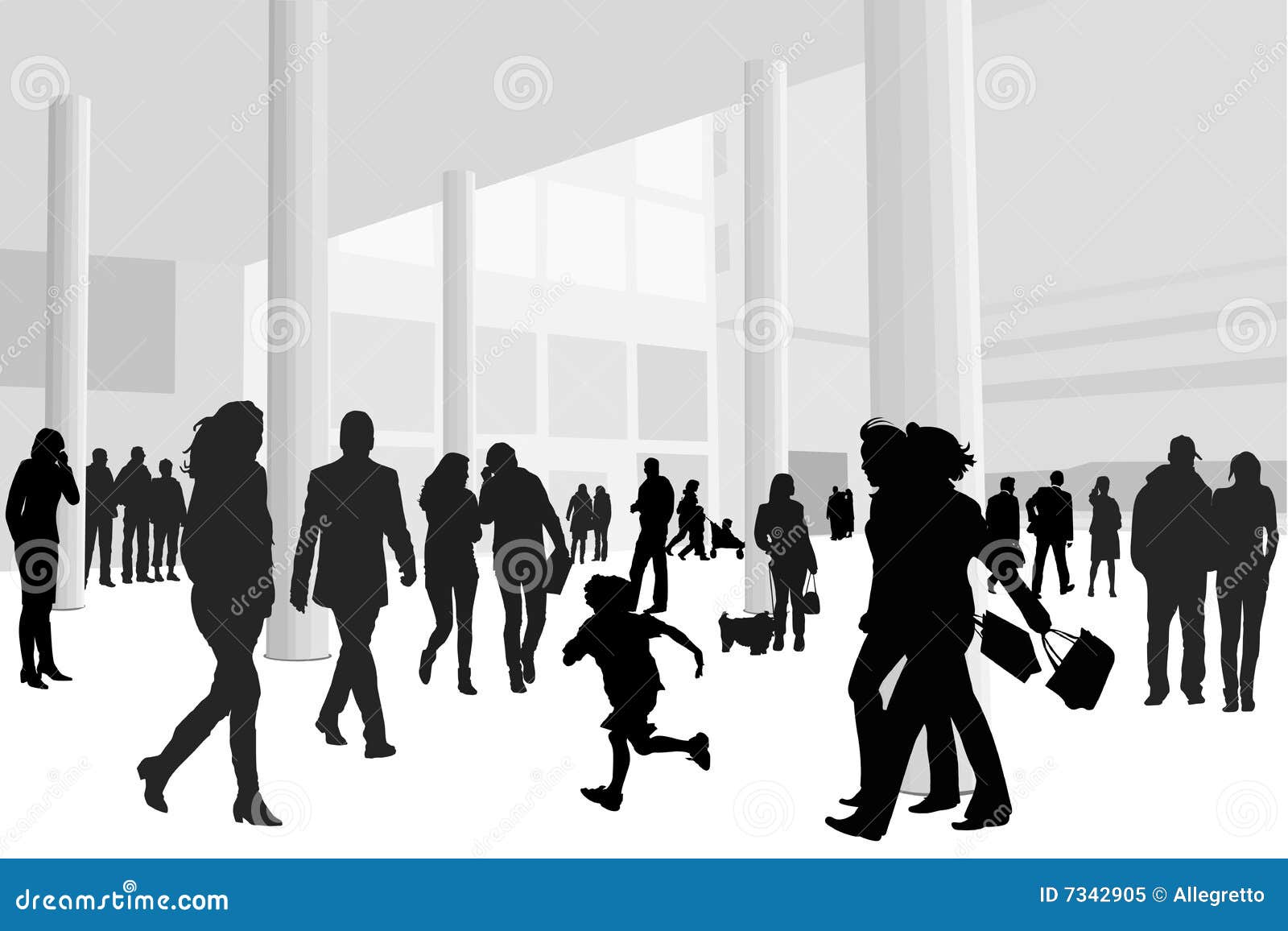 People in shopping center stock illustration. Illustration of ...
