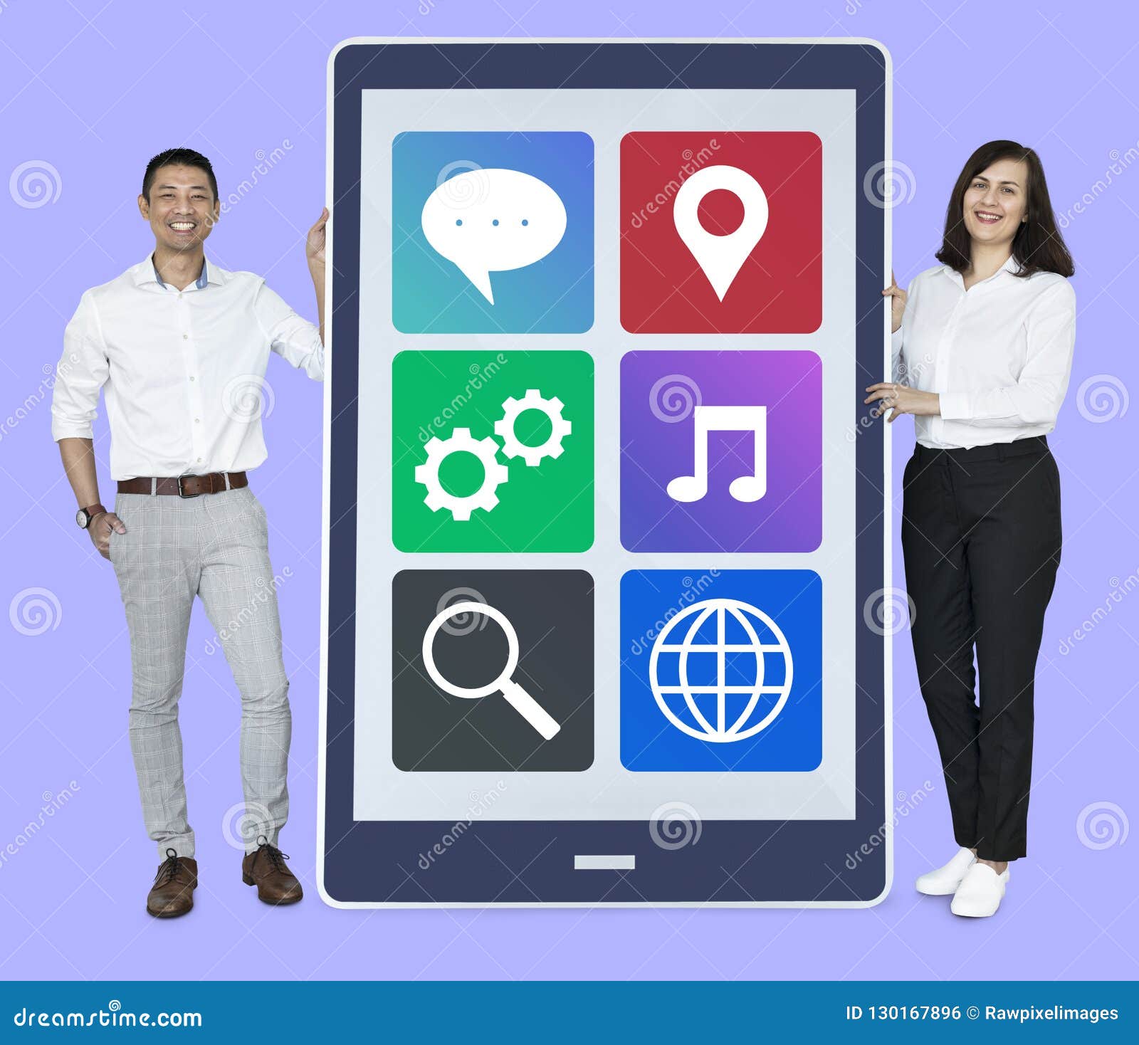 People Showing a Screen with Applications Stock Photo - Image of ...