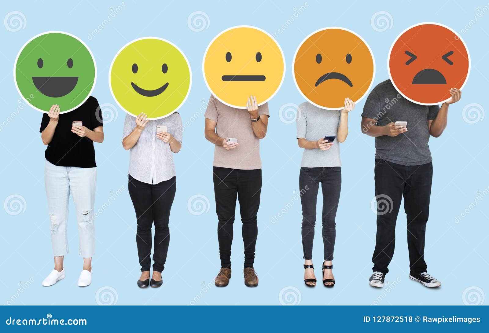 People Showing Various Feeling Expression Emoticons Stock Photo - Image ...