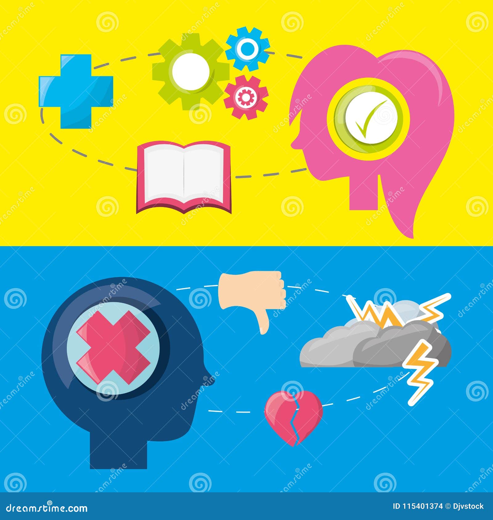 People Silhouette with Different Mentality Brain Stock Vector ...