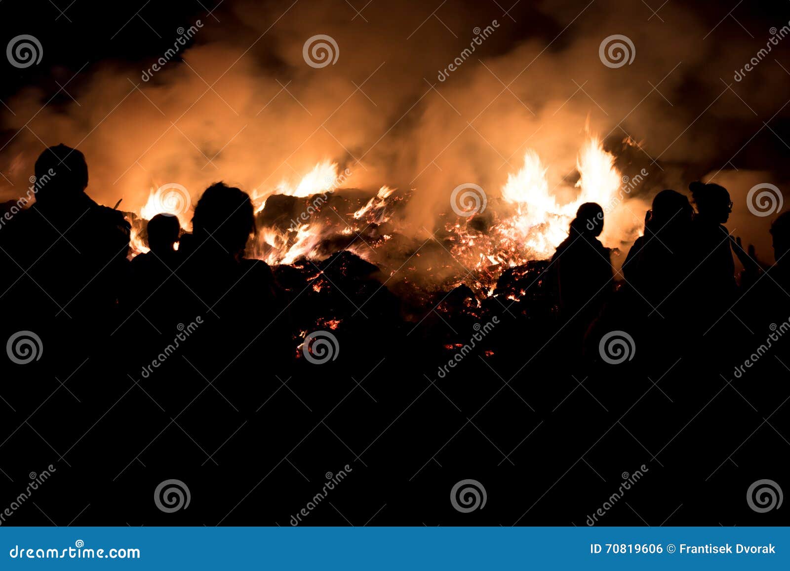 People Silhouettes, Looking at Fire Stock Photo - Image of inferno ...
