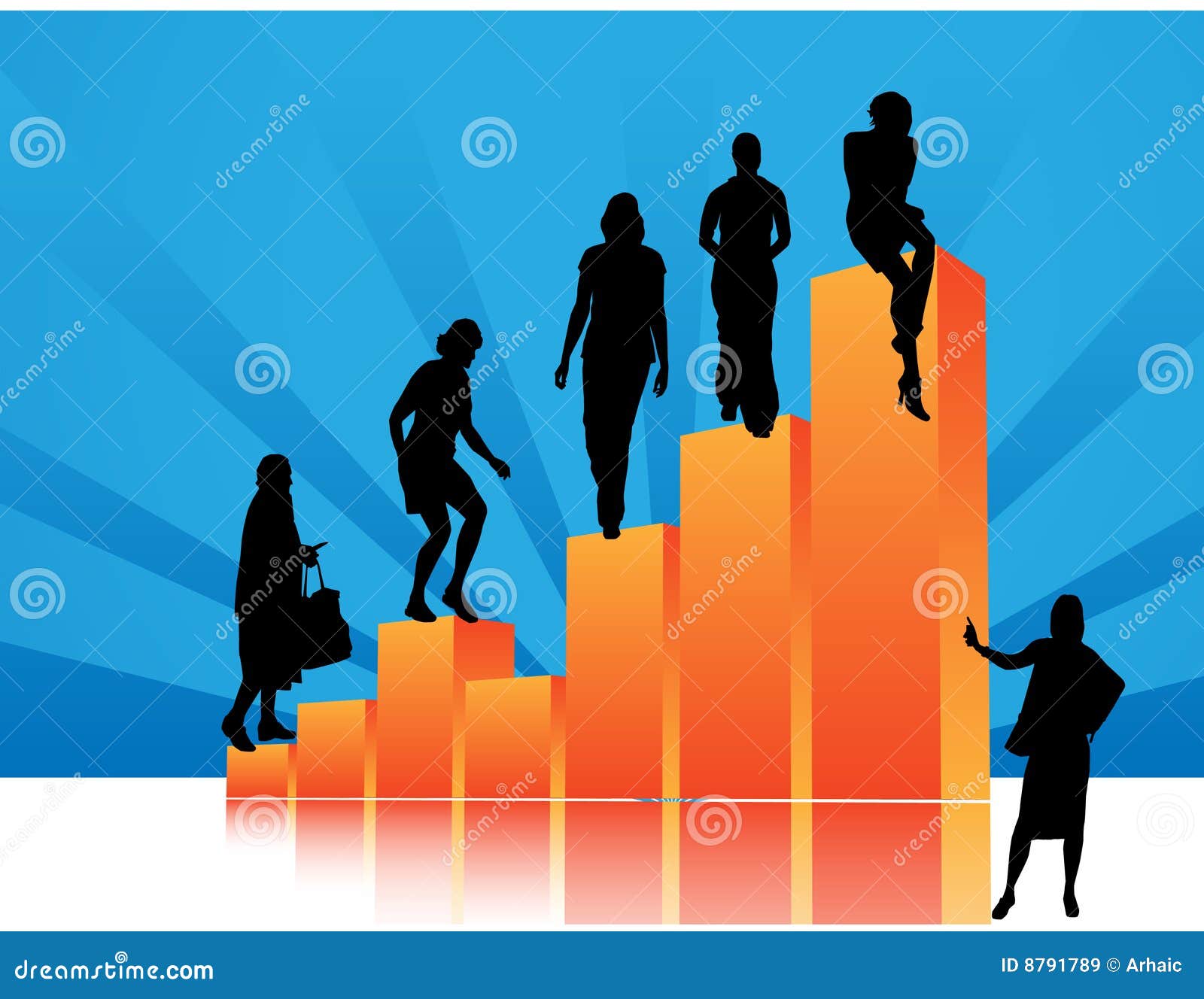 People Silhouettes with Statistics Data Stock Vector - Illustration of ...