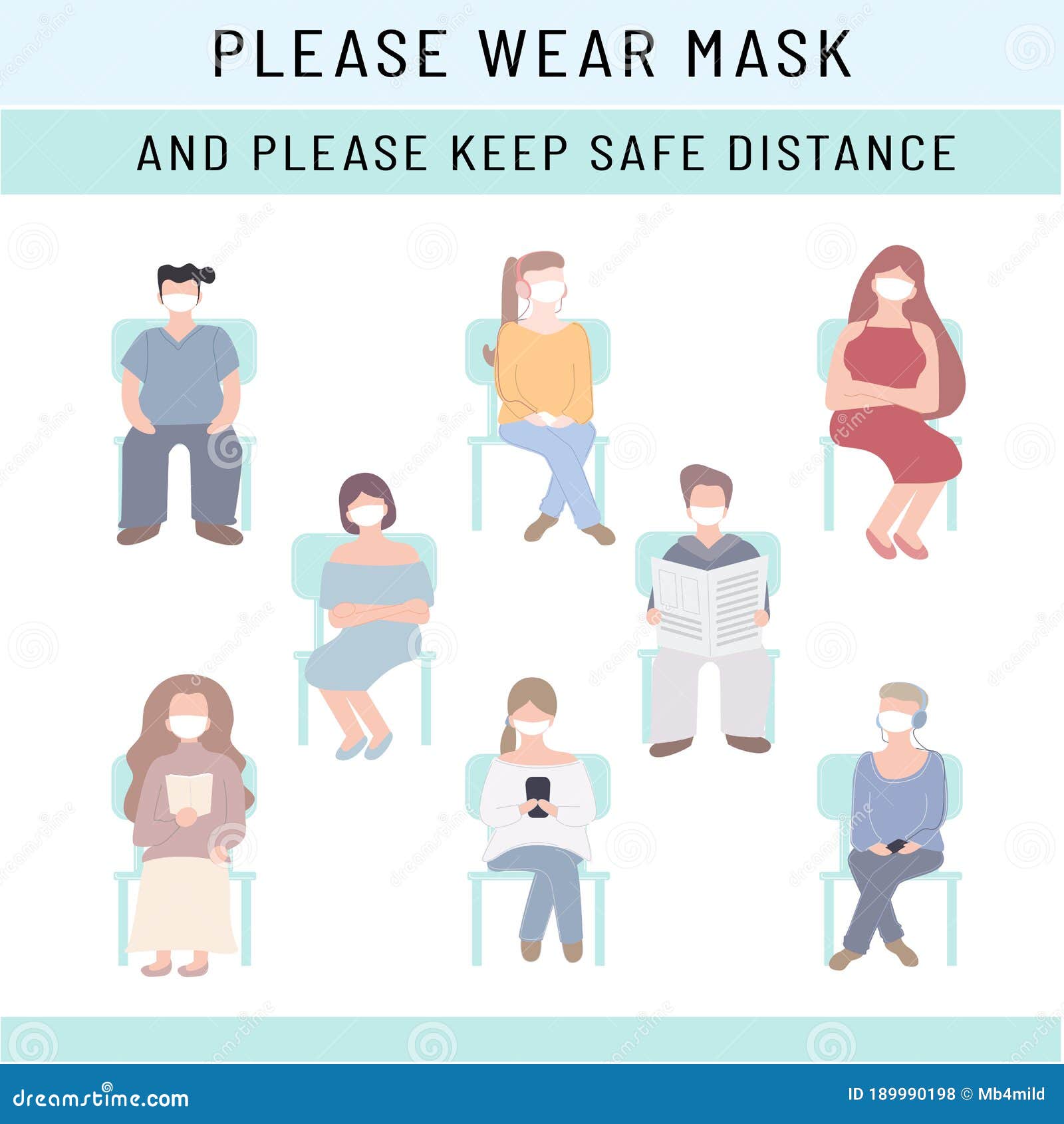 New Normal Lifestyle with Social Distancing.People Wearing Mask and ...