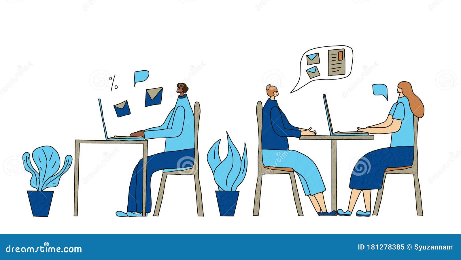 People Siting at the Desk. Vector Design Stock Vector - Illustration of ...