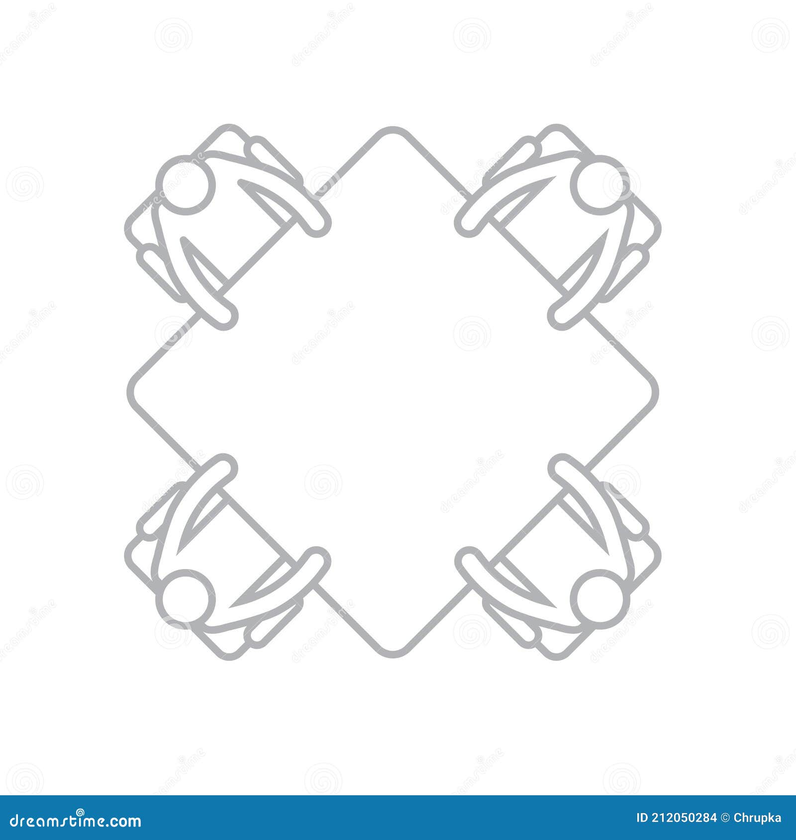 People Sitting Around the Square Table Stock Vector - Illustration of ...