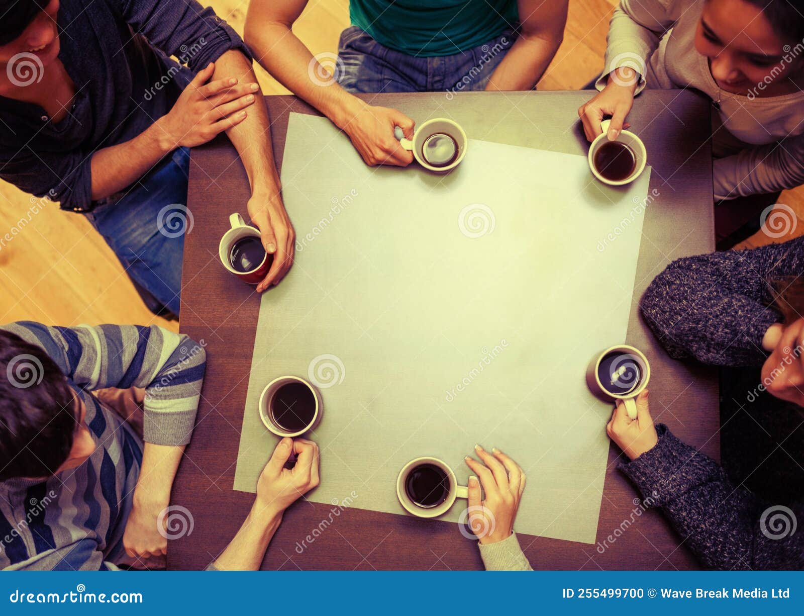 People Sitting Around Table Drinking Coffee Stock Photo - Image of ...