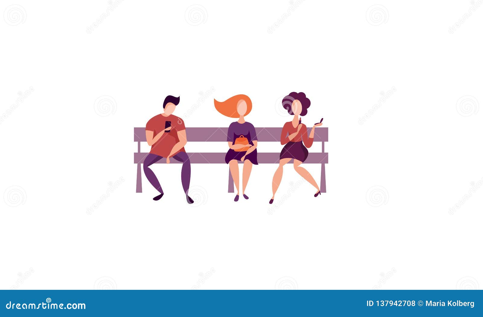 People are Sitting on a Bench Stock Vector - Illustration of adults ...