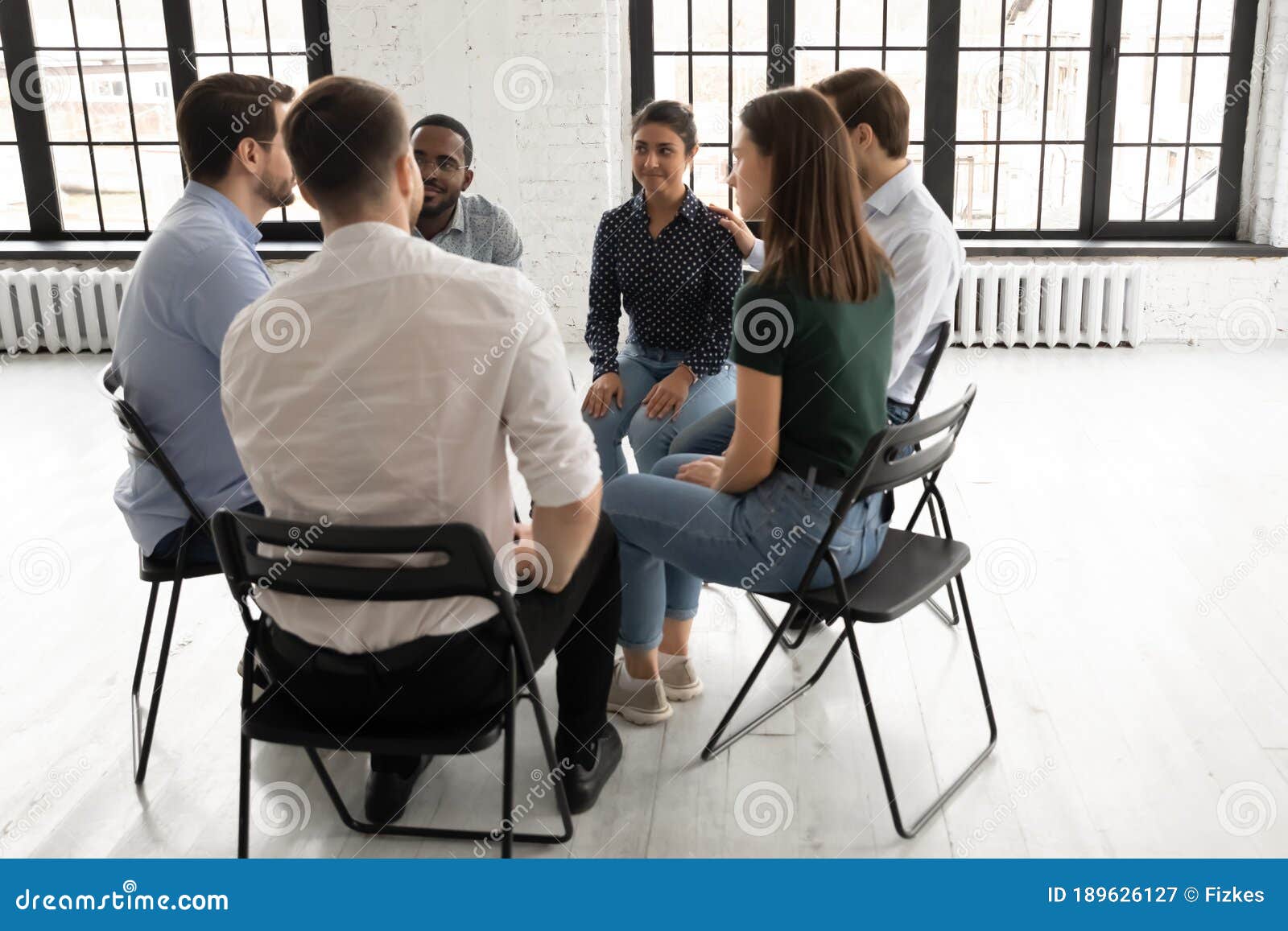 People Sitting in Circle Participating at Group Therapy Session Stock ...