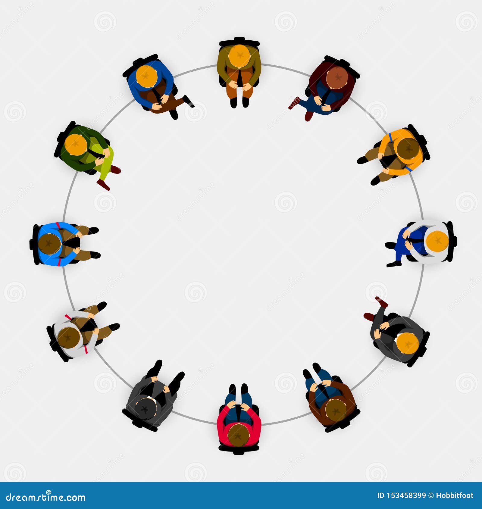 People Sitting in a Circle on White Background. Stock Vector ...