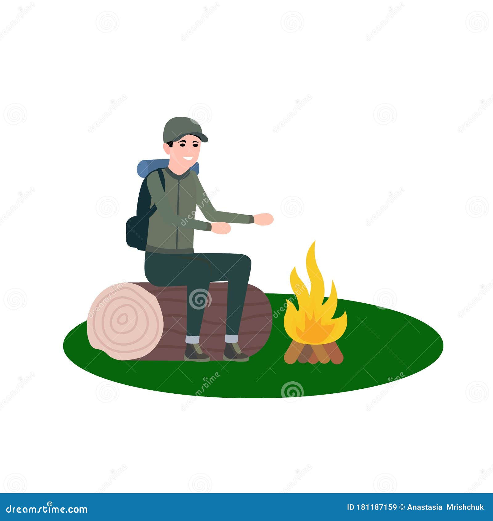 People Sitting by the Fire. Vector Illustration Stock Illustration ...