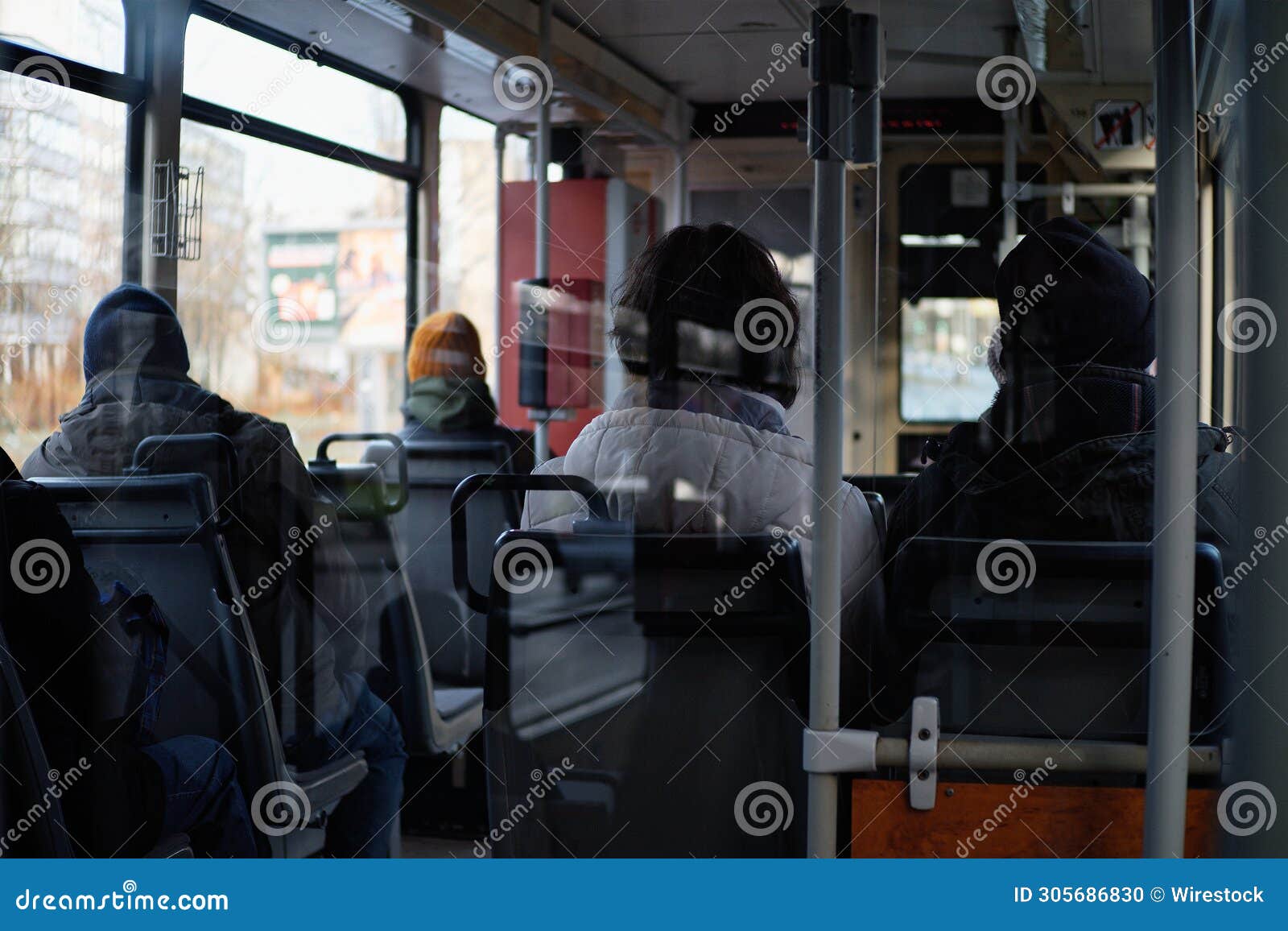 People Sitting on the Front of a Bus with Chairs on Stock Photo - Image ...