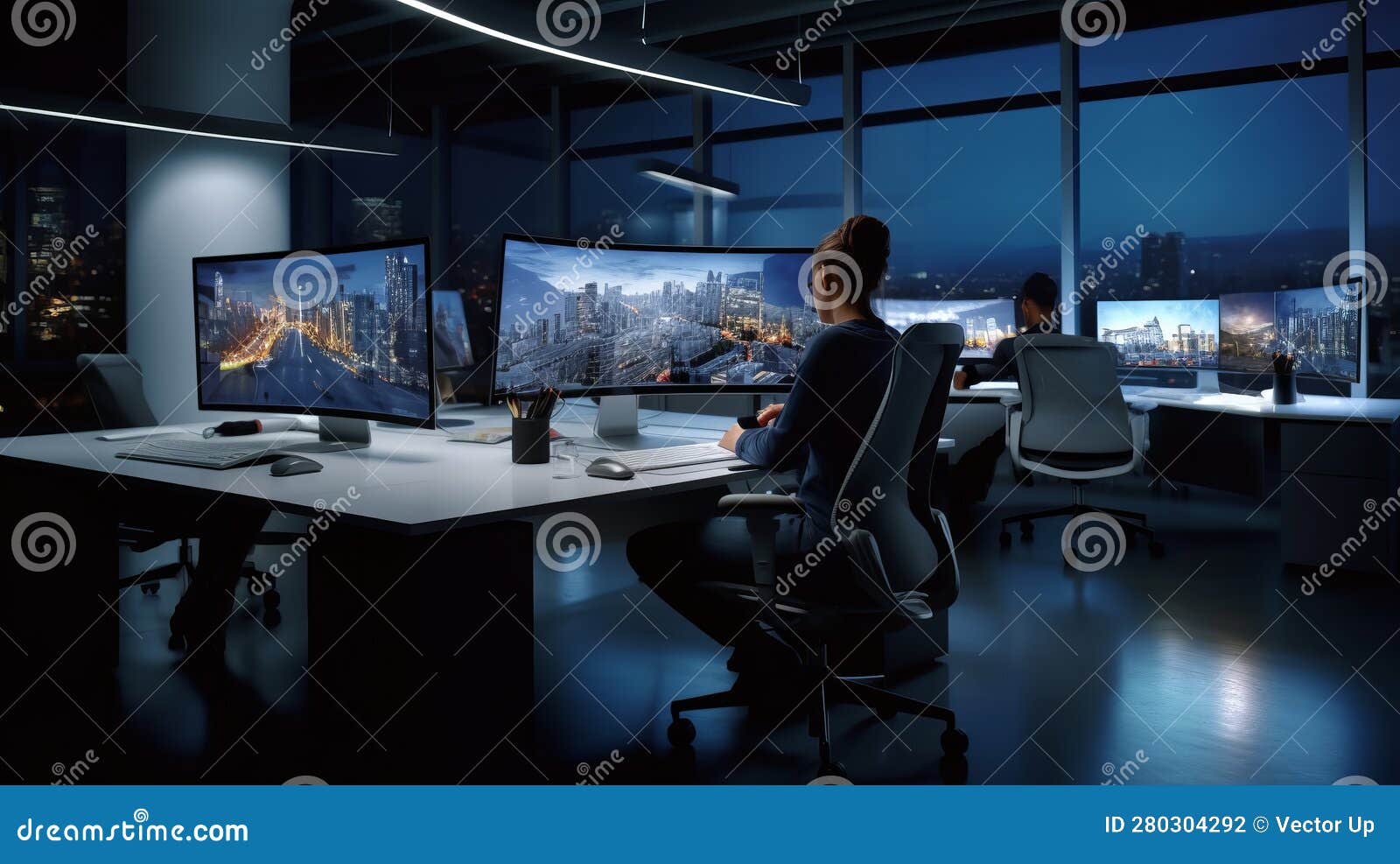 People Sitting in Front of the Computer. Generative AI Stock ...