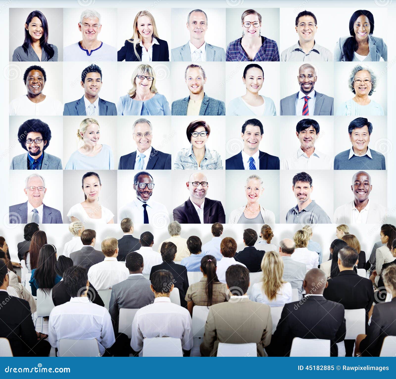 People Sitting with Set of Business People S Faces Stock Image - Image ...