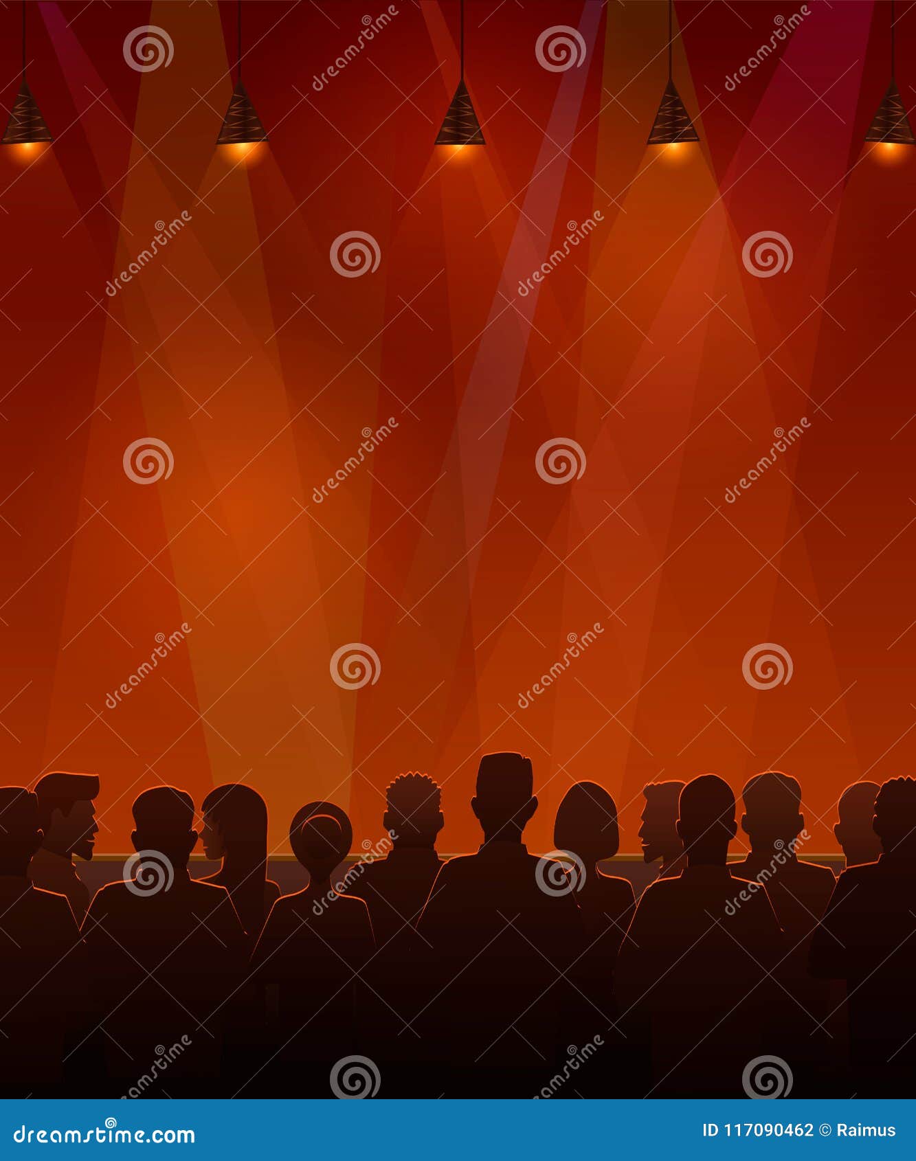 People Sitting at the Stage. Illustration of Silhouettes of Audience ...
