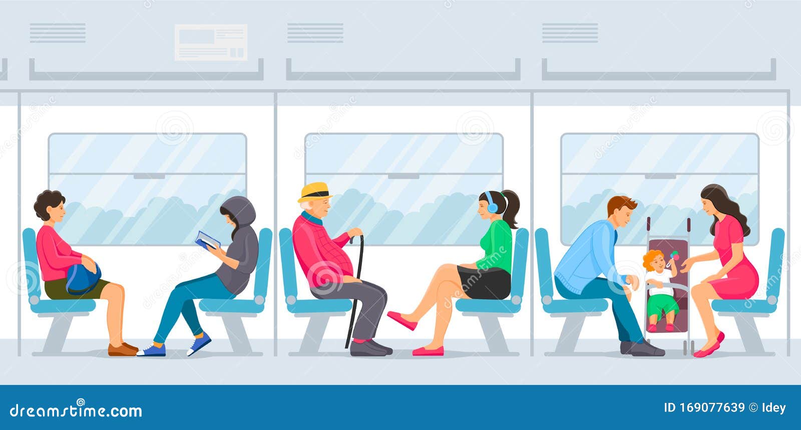 Inside Subway Train Poster Vector Illustration | CartoonDealer.com ... Inside Subway Train Poster Vector Illustration | CartoonDealer.com ...