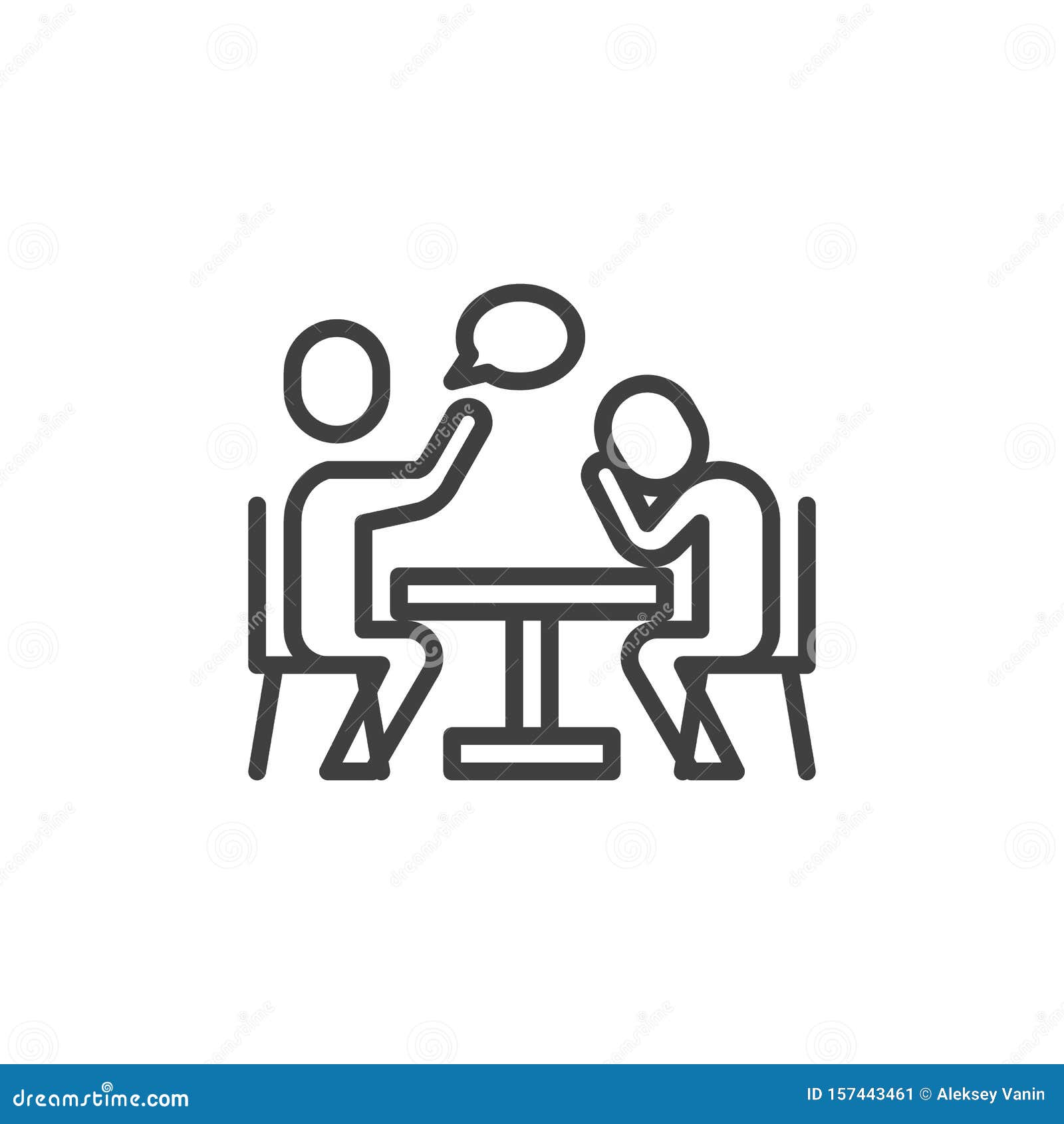 People Sitting at the Table Talking Line Icon Stock Vector ...