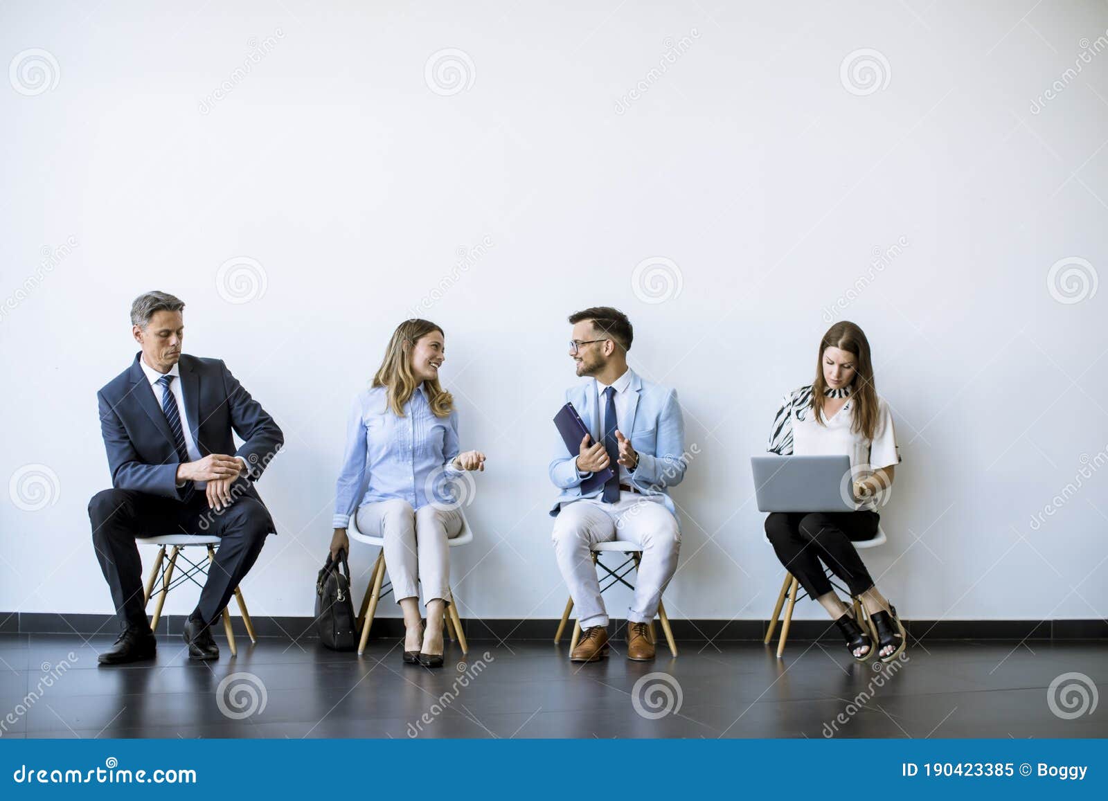 People Sitting in the Waiting Room before an Interview Stock Image ...