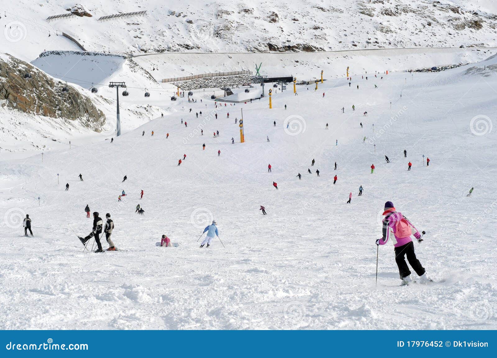 People Skiing in European Alps. Stock Photo - Image of outdoors ...