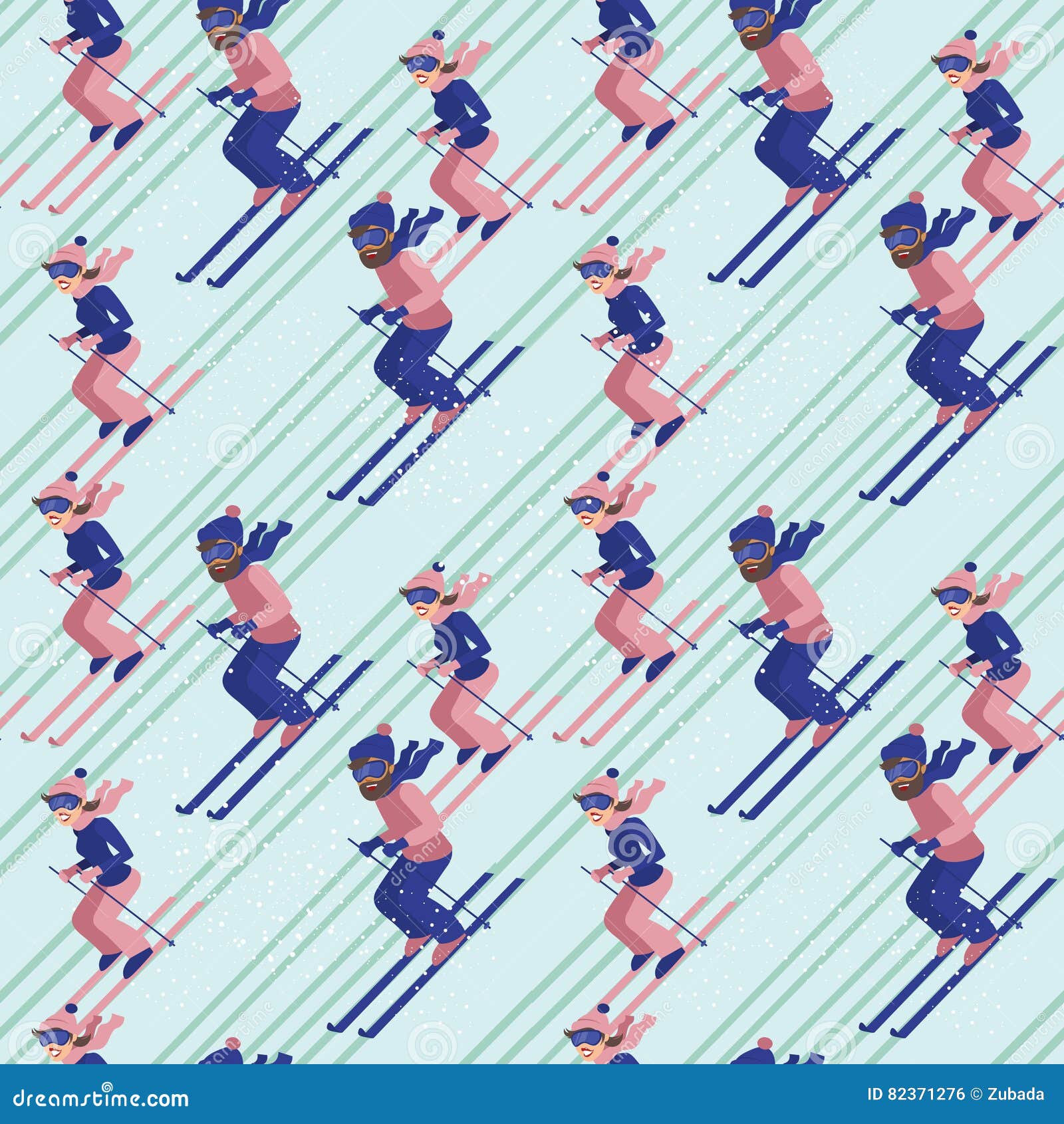 People Skiing Seamless Pattern Stock Vector - Illustration of holiday ...