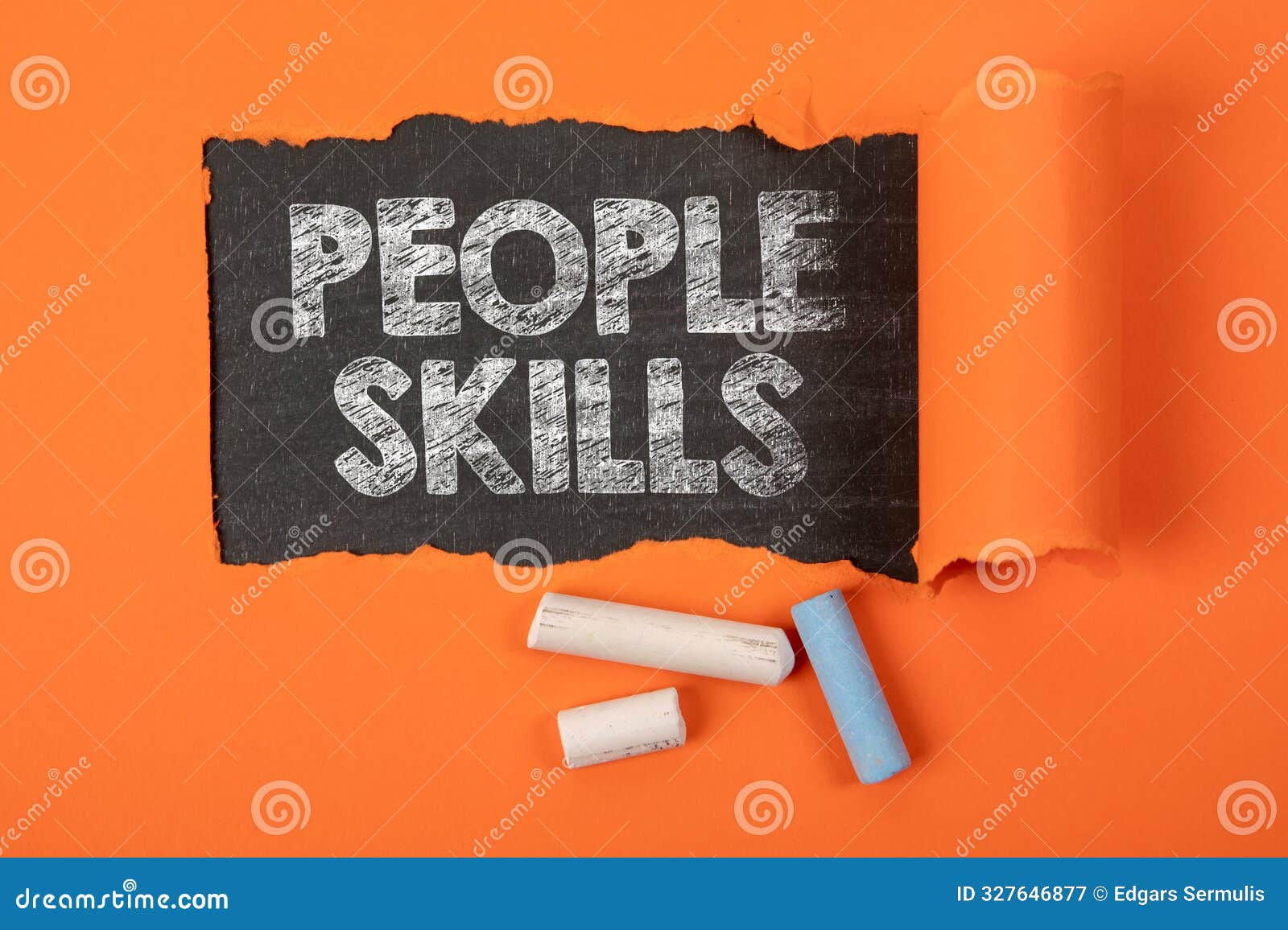 People Skills. Text Under Torn Orange Paper on a Blackboard Stock Image ...
