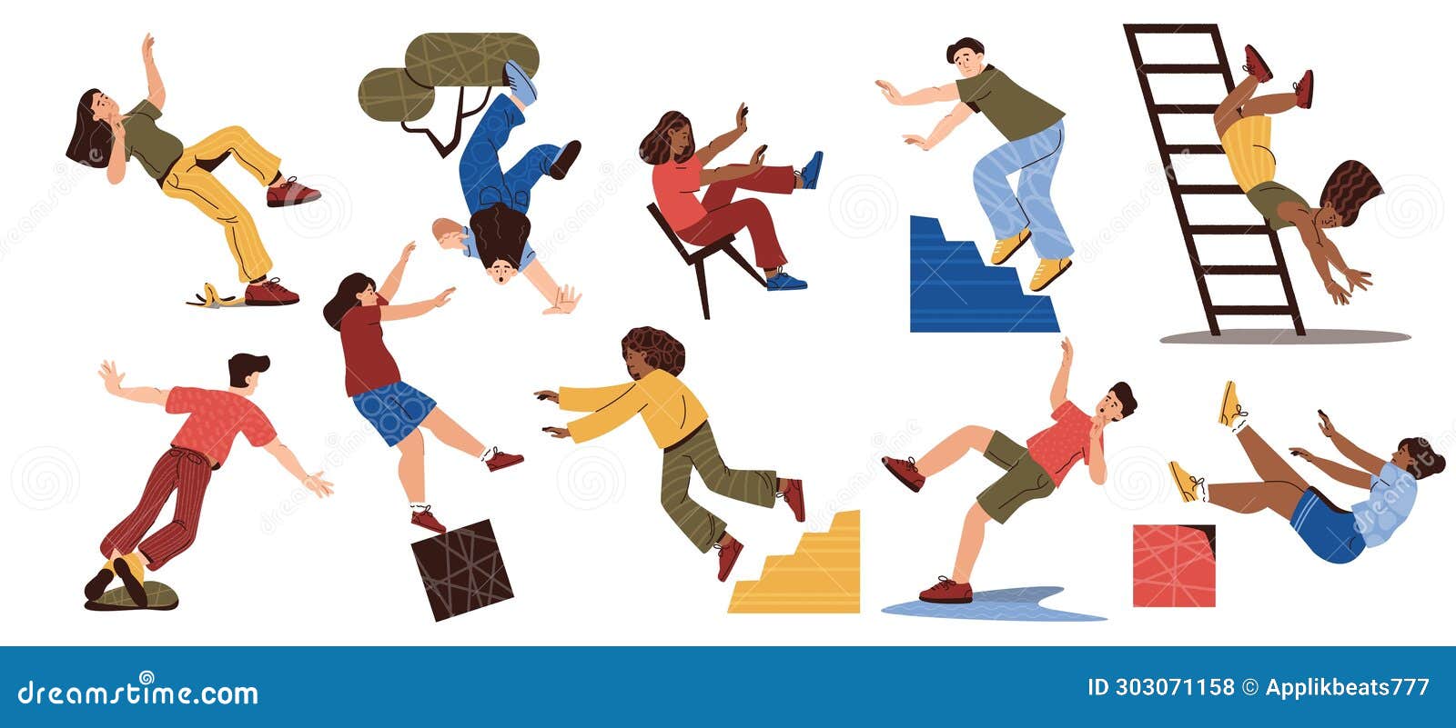 Boy Falling Stumble Tripping Over Stone Cartoon Vector | CartoonDealer ...