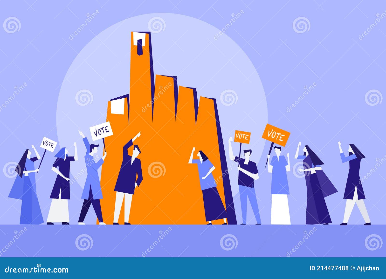 Political Parties Campaigning for Vote in Front of a Huge Hand Stock ...