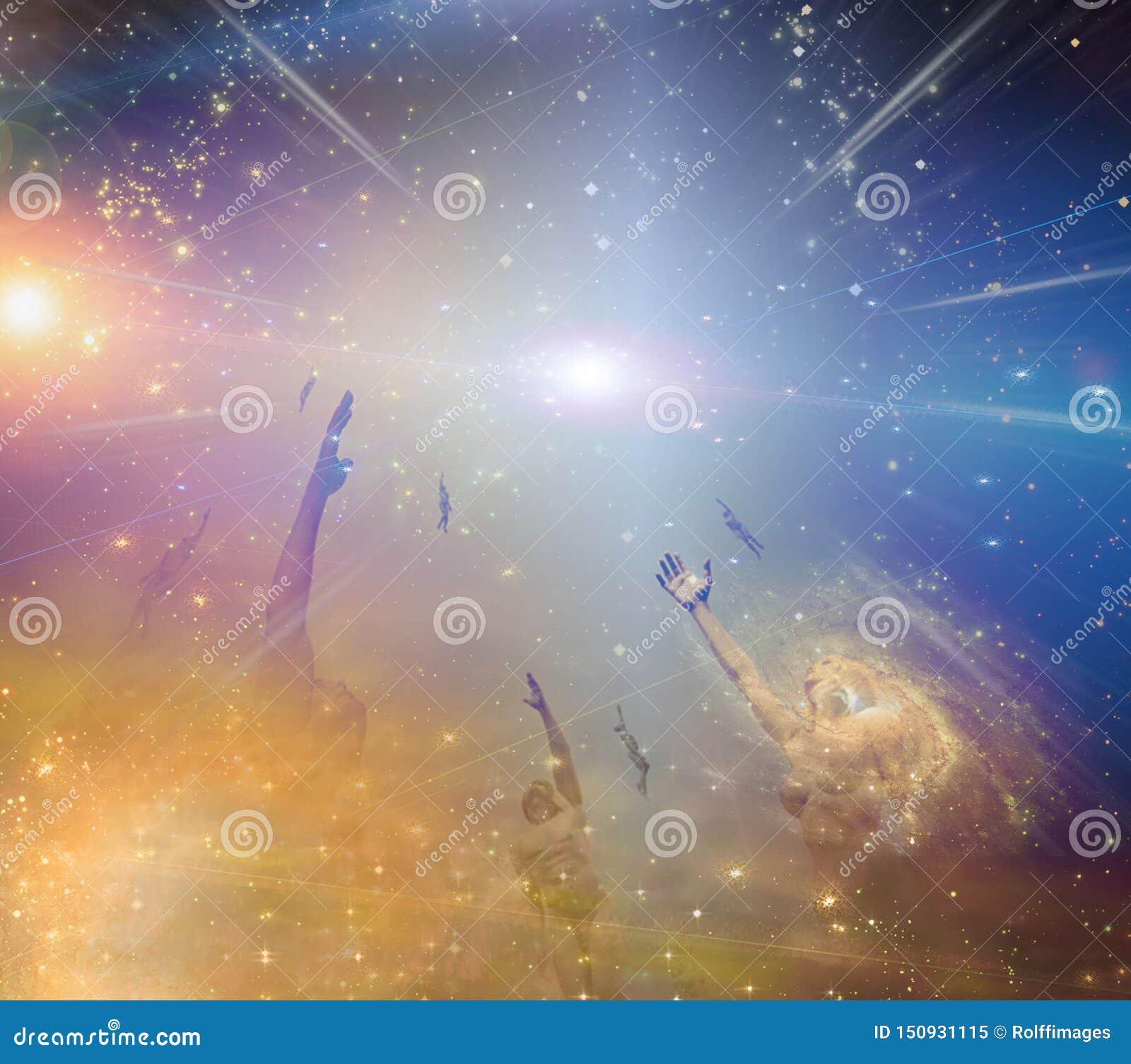 People Soaring Toward Light Stock Illustration - Illustration of energy ...