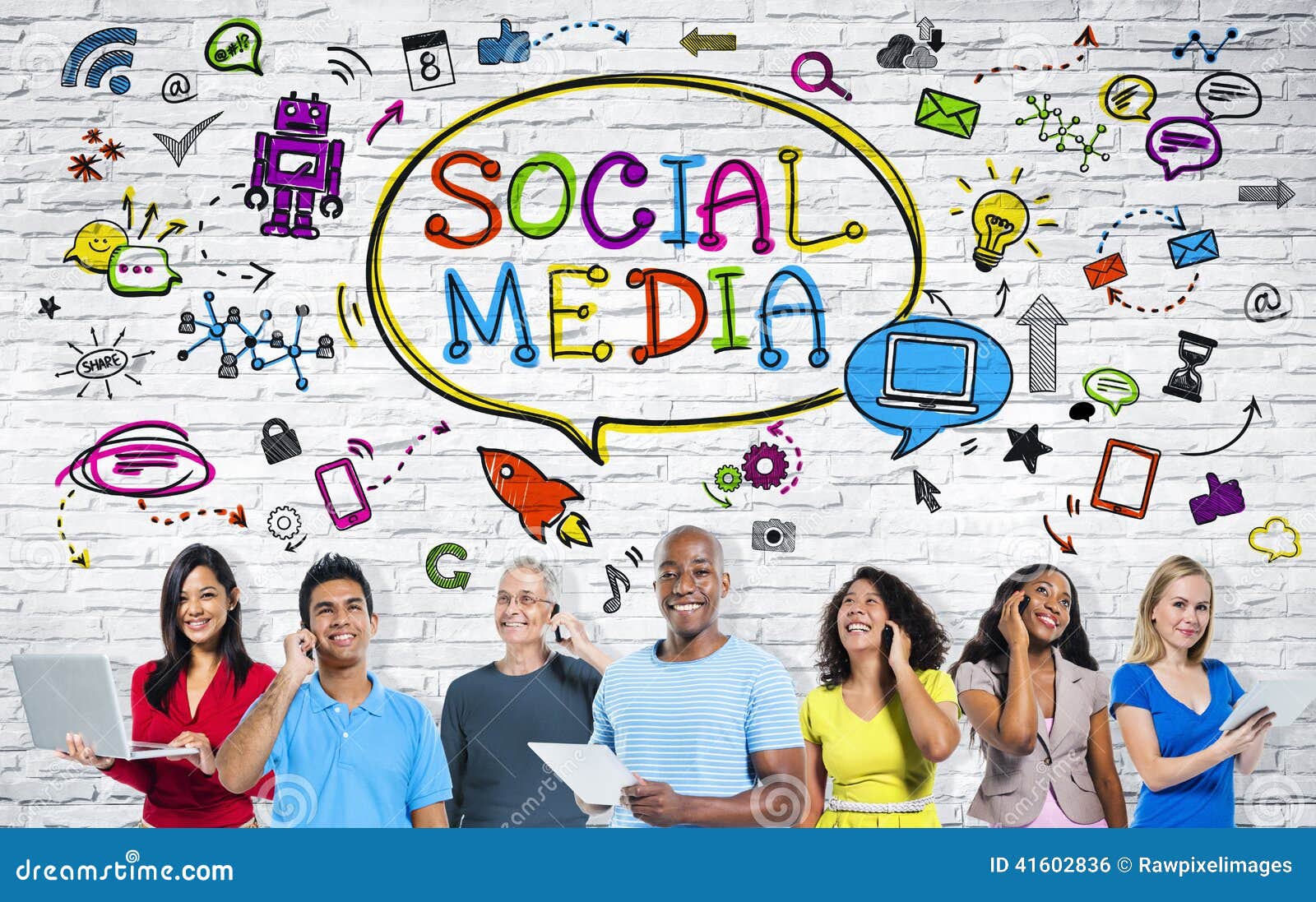 People with Social Media Communication Stock Photo - Image of light ...