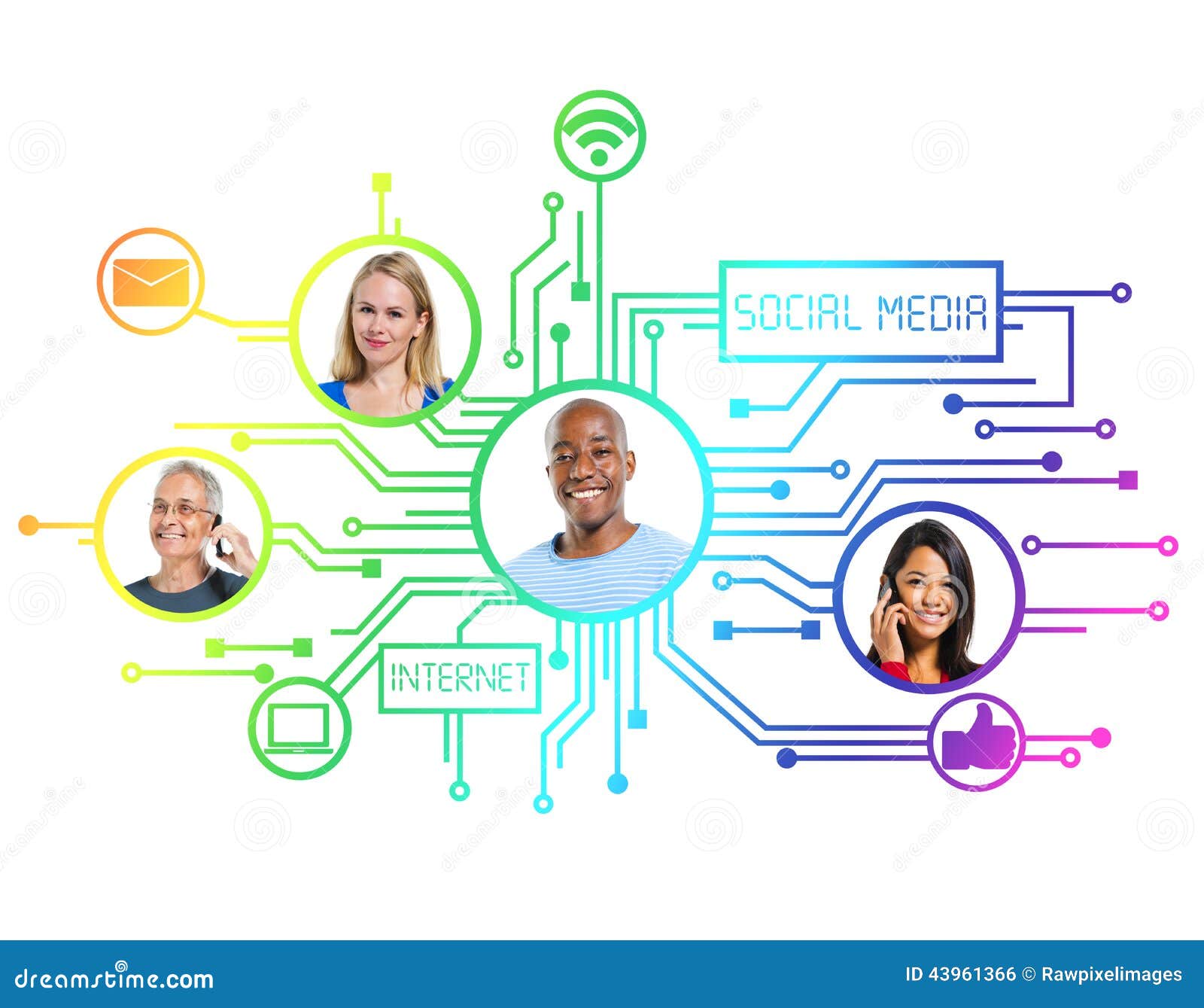 People with Social Media Connection Stock Illustration - Illustration ...