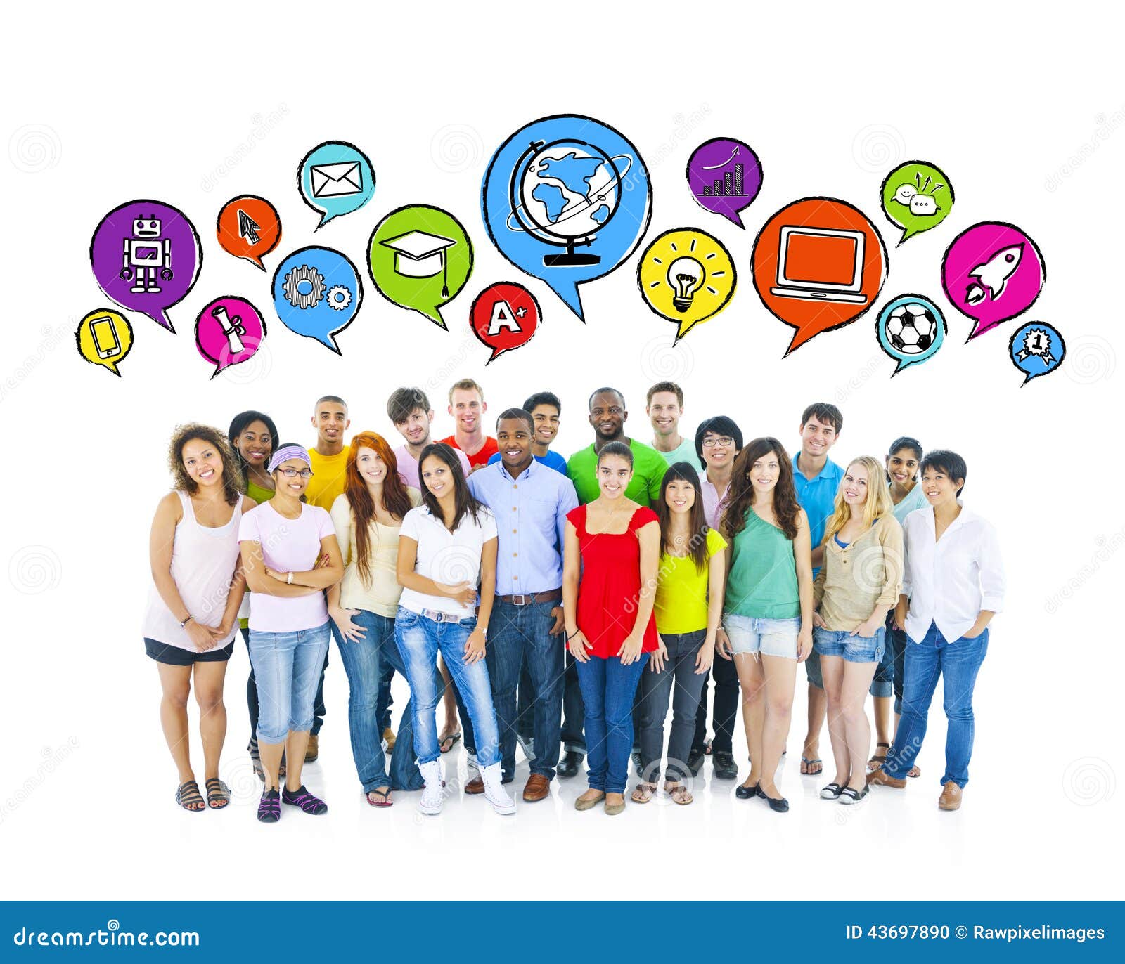 People with Social Networking Communications Icons Stock Photo - Image ...